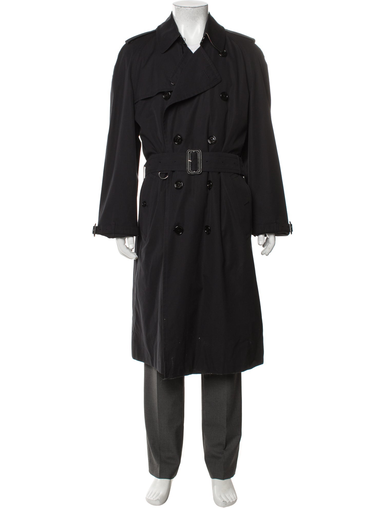 Burberry Nova Check Pattern Wool Trench Coat - Black Outerwear ...