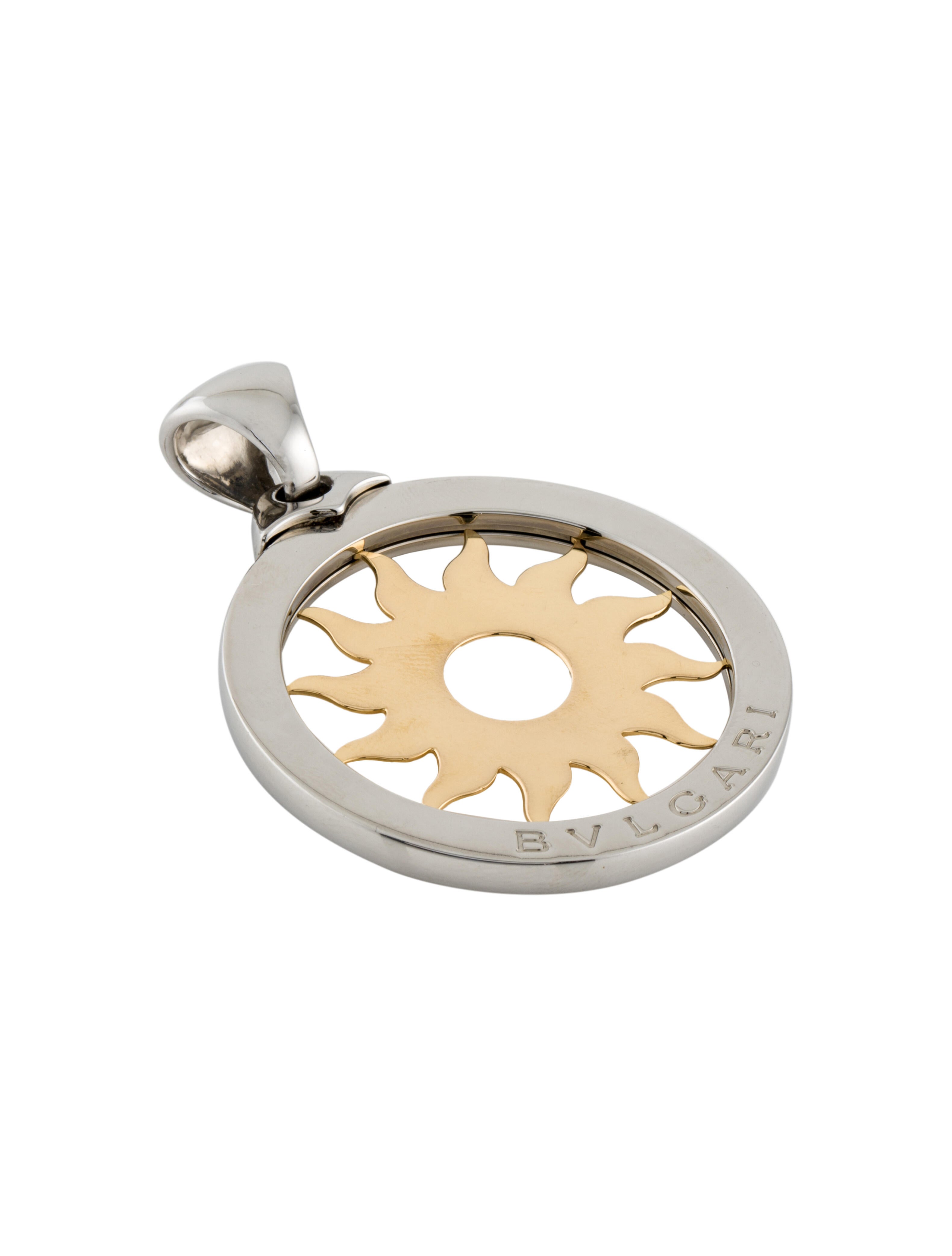 Bvlgari Two-Tone Tondo Sun Pendant - 18K Yellow Gold Pendant Necklace ...