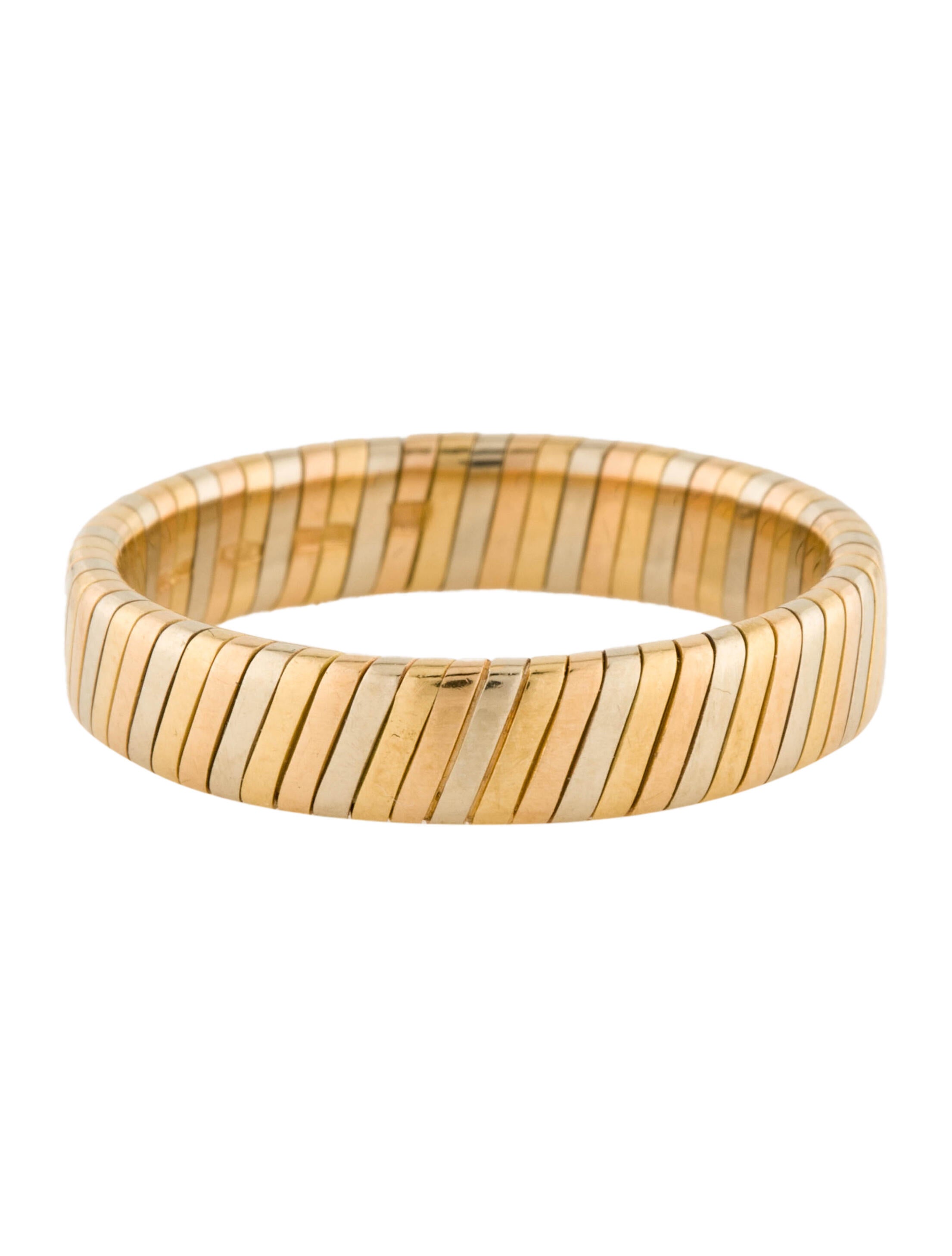 Bvlgari 18K Tri-Color Tubogas Ring - 18K Yellow Gold Band, Rings ...