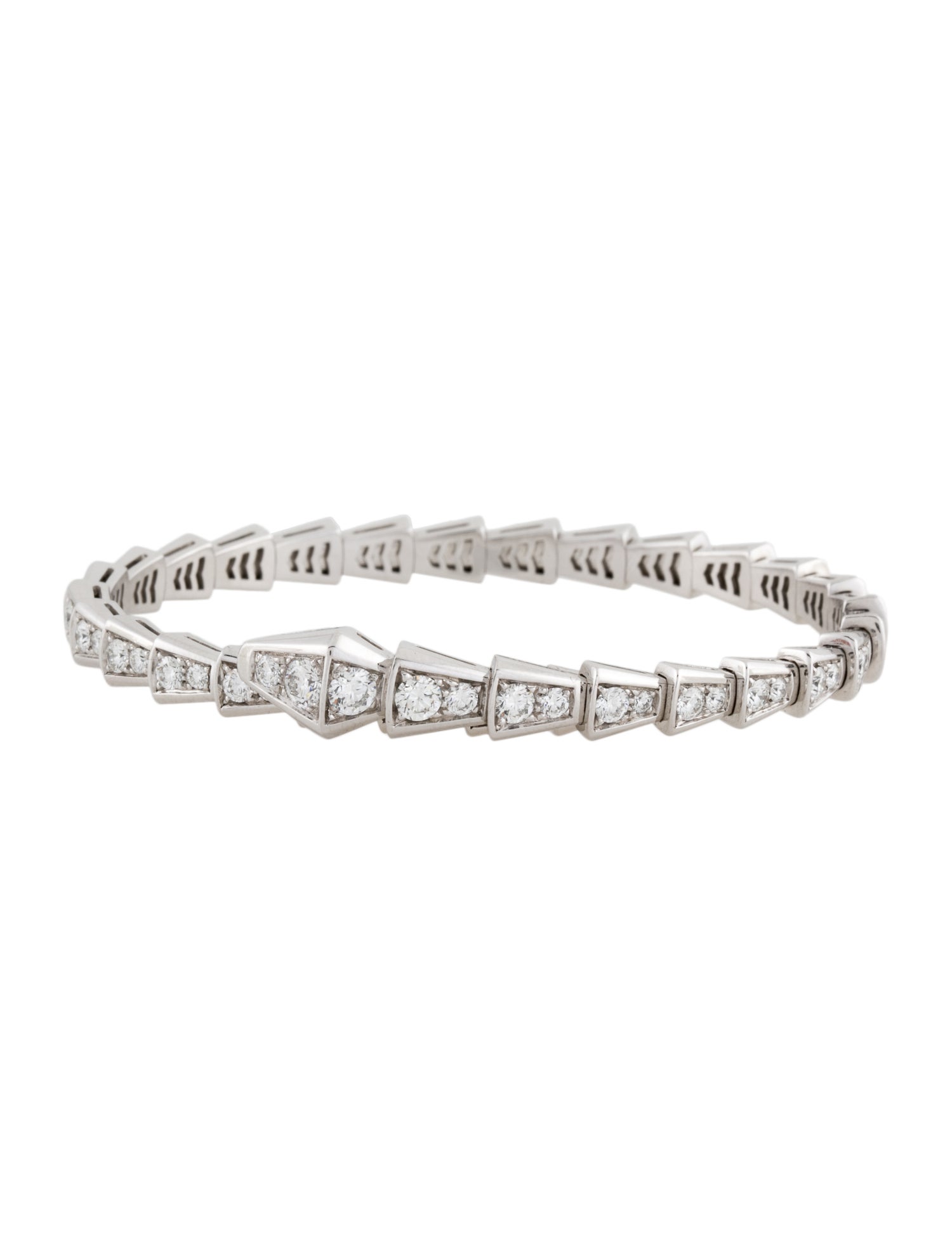 Bvlgari 18K Diamond Serpenti Viper Bracelet - Rhodium-Plated 18K White ...