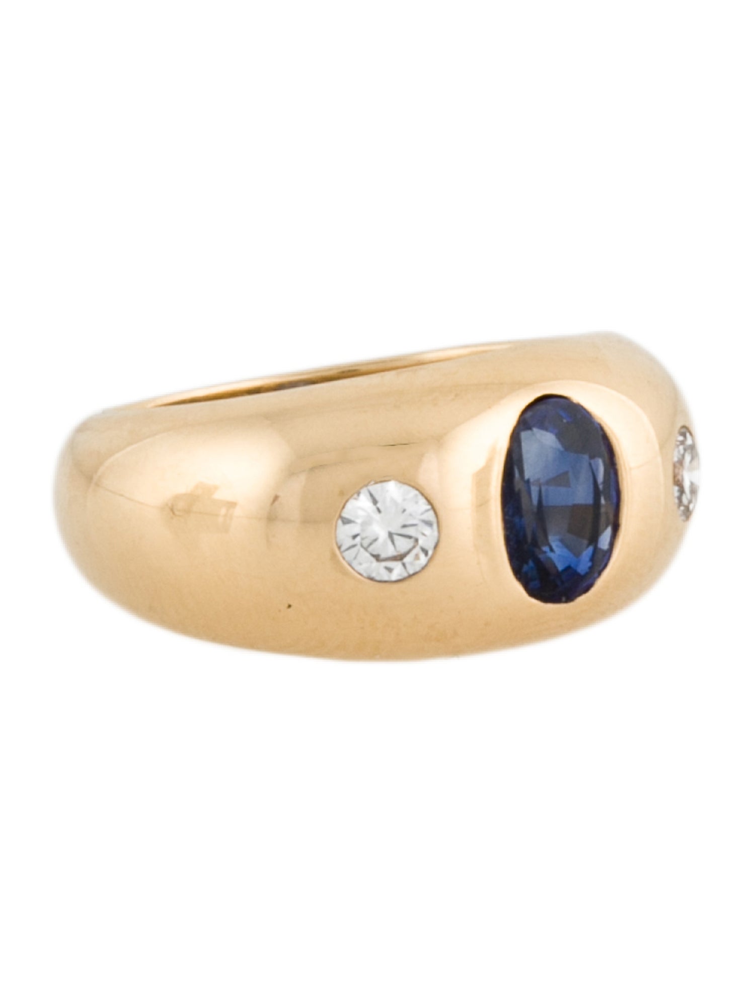 Bvlgari Vintage 18K 1.02ct Sapphire & Diamond Flush Set Dome Ring - 18K ...