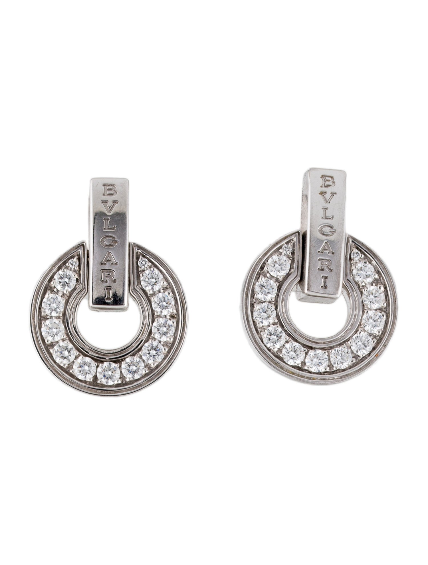Bvlgari 18K Diamond Bvlgari Bvlgari Openwork Earrings - 18K White Gold ...