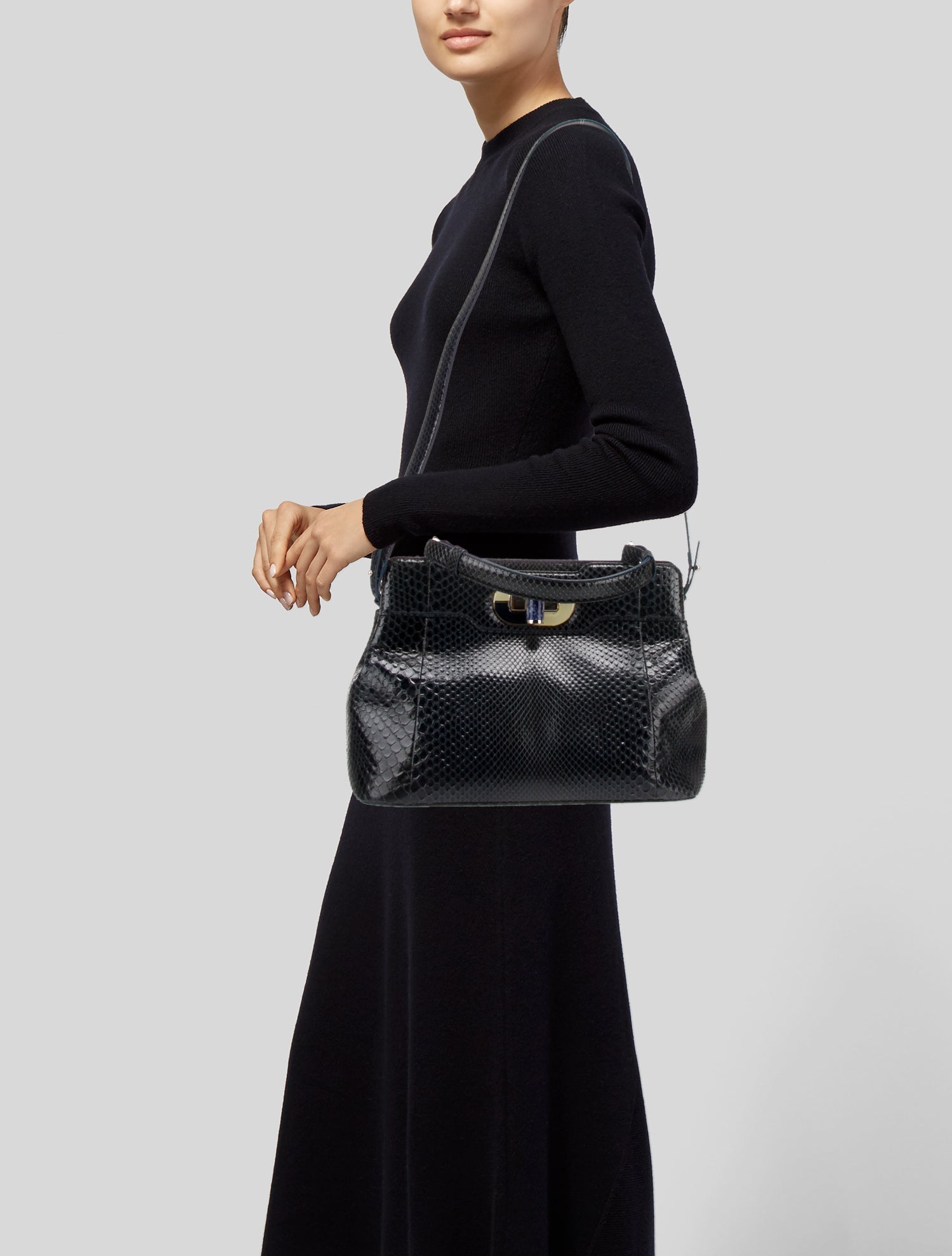 Bvlgari Snake Skin Isabella Rossellini Handle Bag - Blue Handle Bags ...