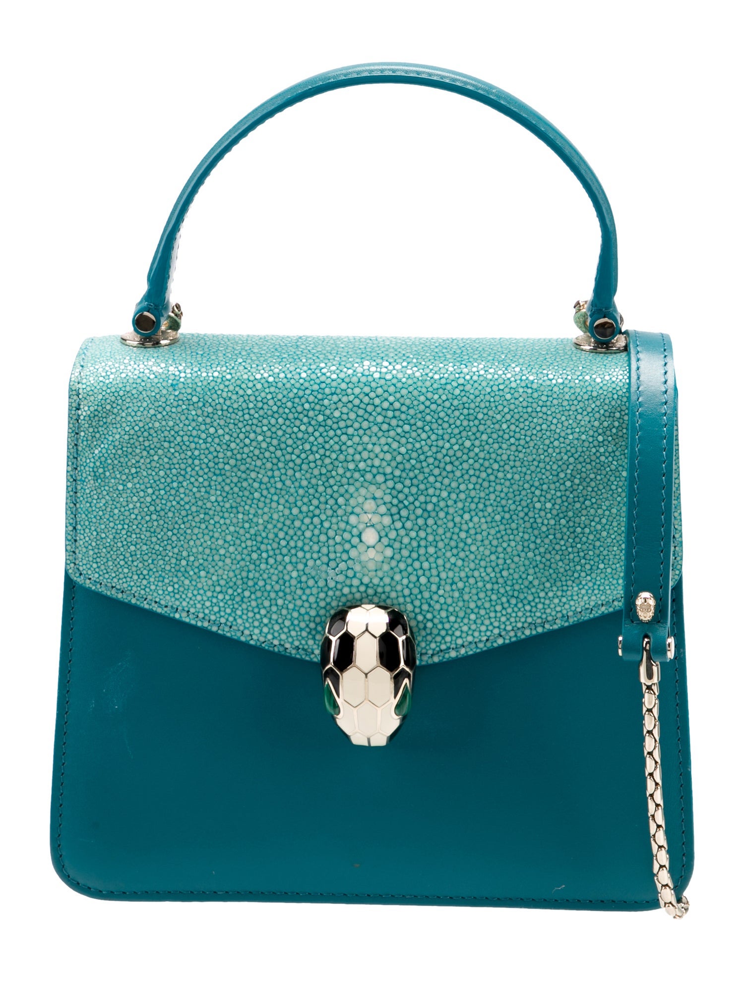 Bvlgari Stingray Trimmed Serpenti Forever Handle Bag - Blue Shoulder ...