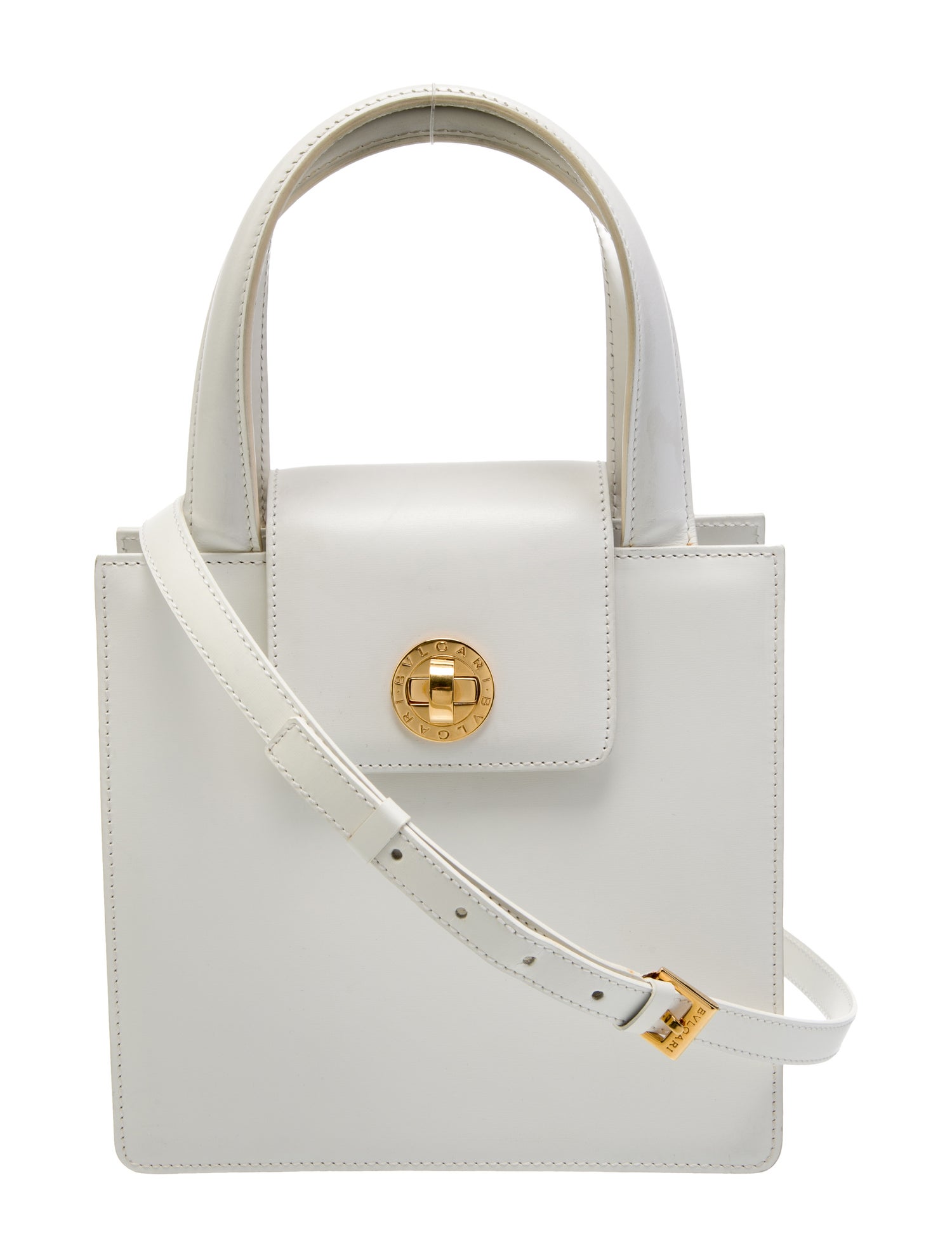 Bvlgari Leather Top Handle Bag - White Handle Bags, Handbags - BUL61720 ...
