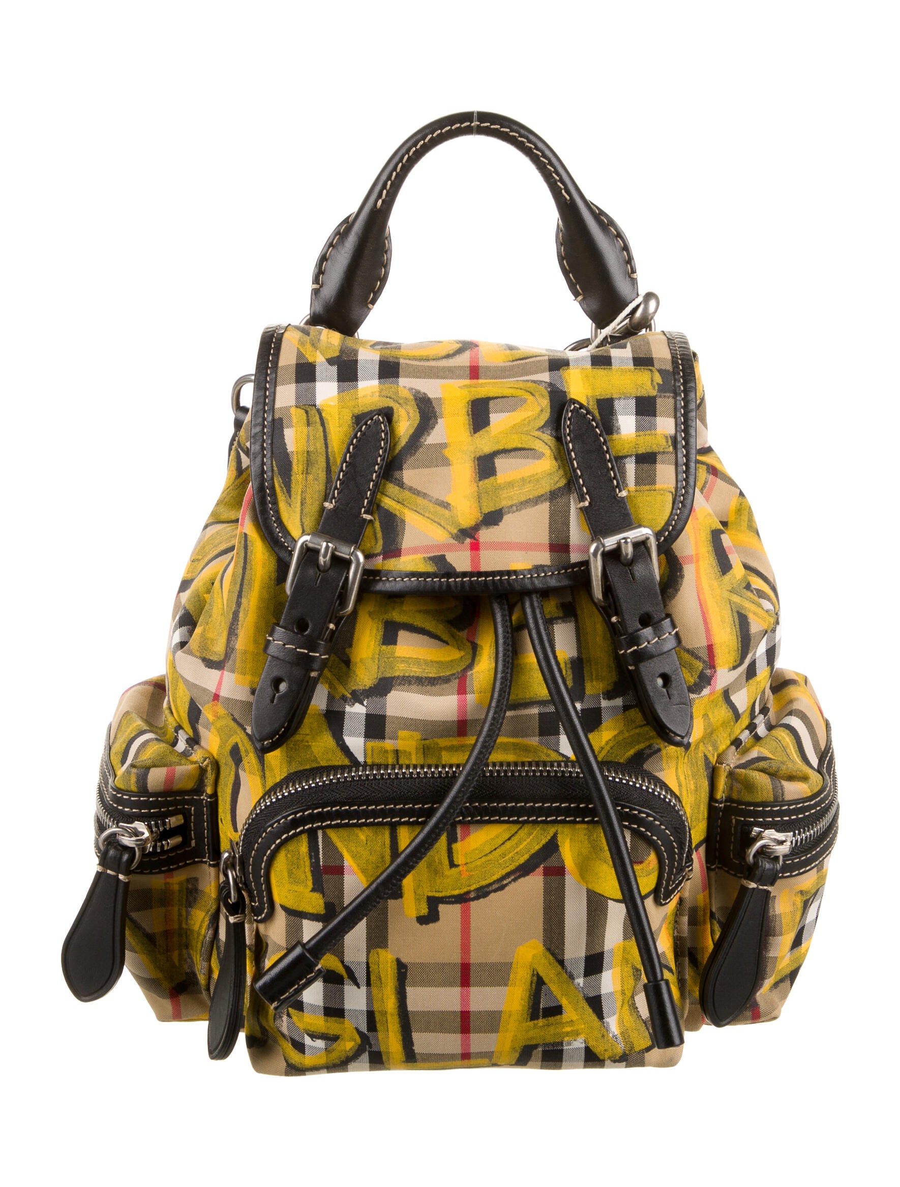 Burberry Patent Leather-Trimmed Nova Check Backpack - Brown Backpacks ...