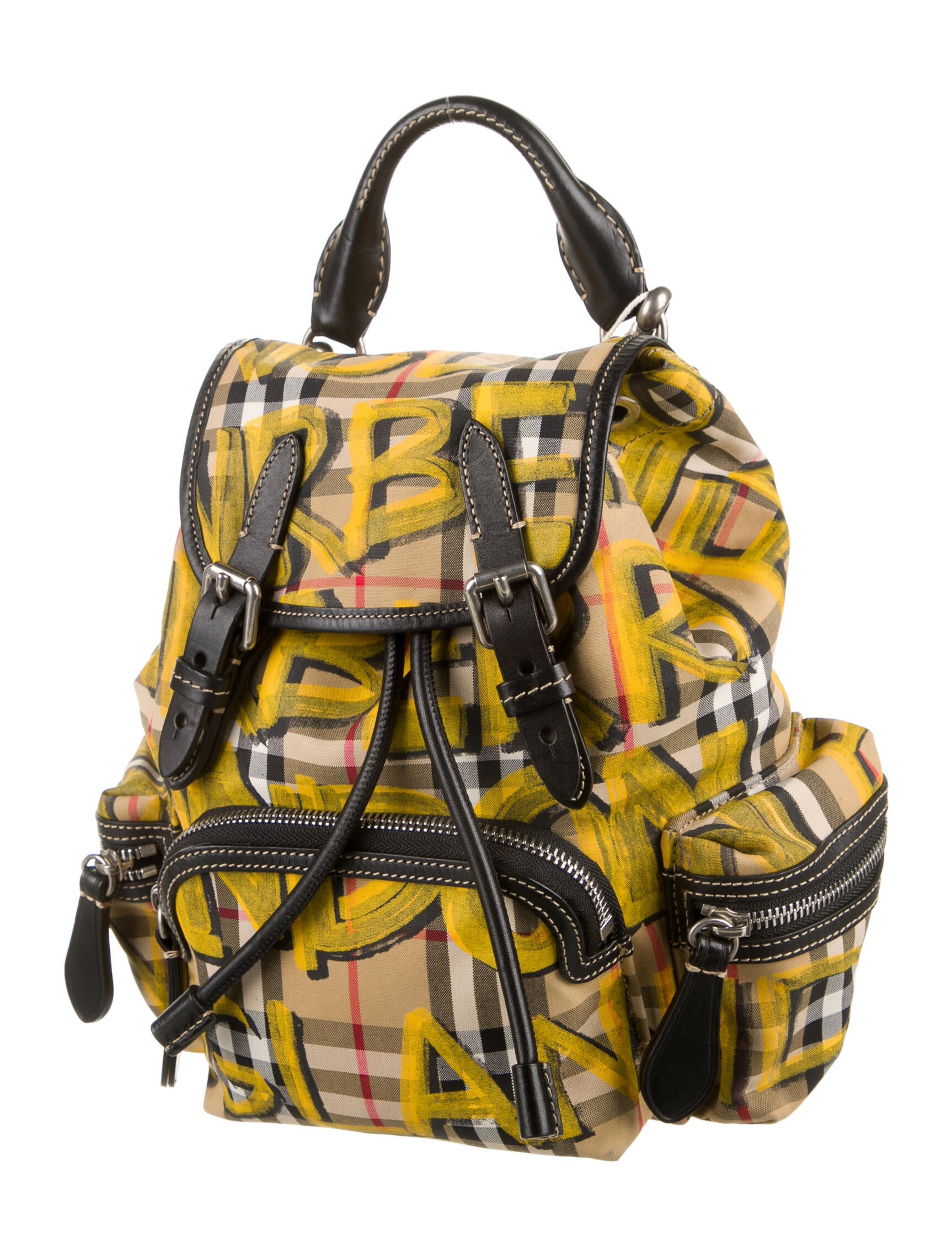 Burberry Patent Leather-Trimmed Nova Check Backpack - Brown Backpacks ...
