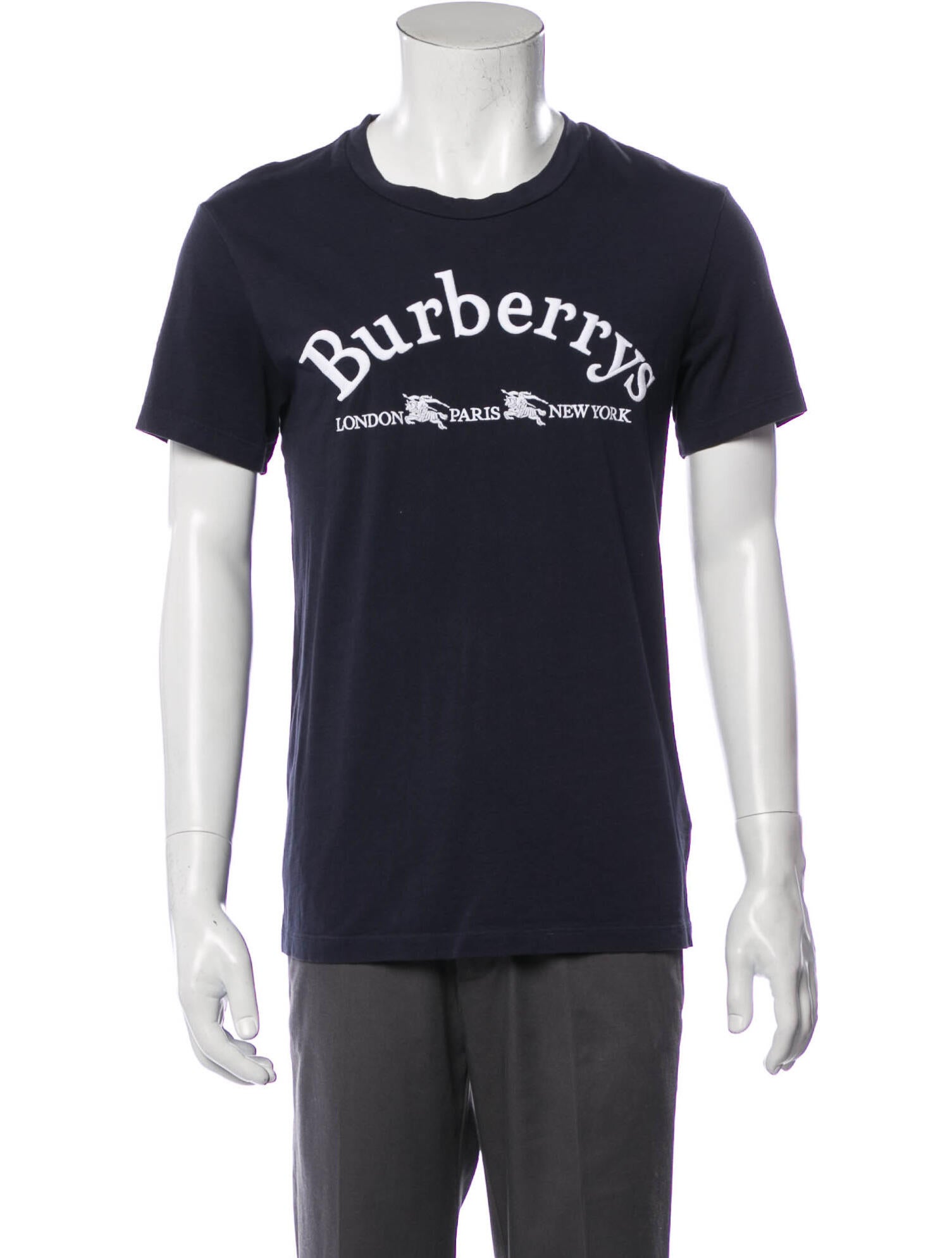 Burberry Graphic Print Crew Neck T-Shirt - Blue T-Shirts, Clothing ...