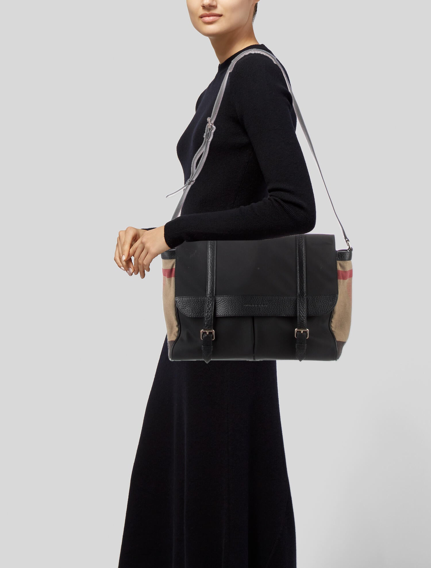 Burberry House Check Nylon Shoulder Bag - Black Shoulder Bags, Handbags ...