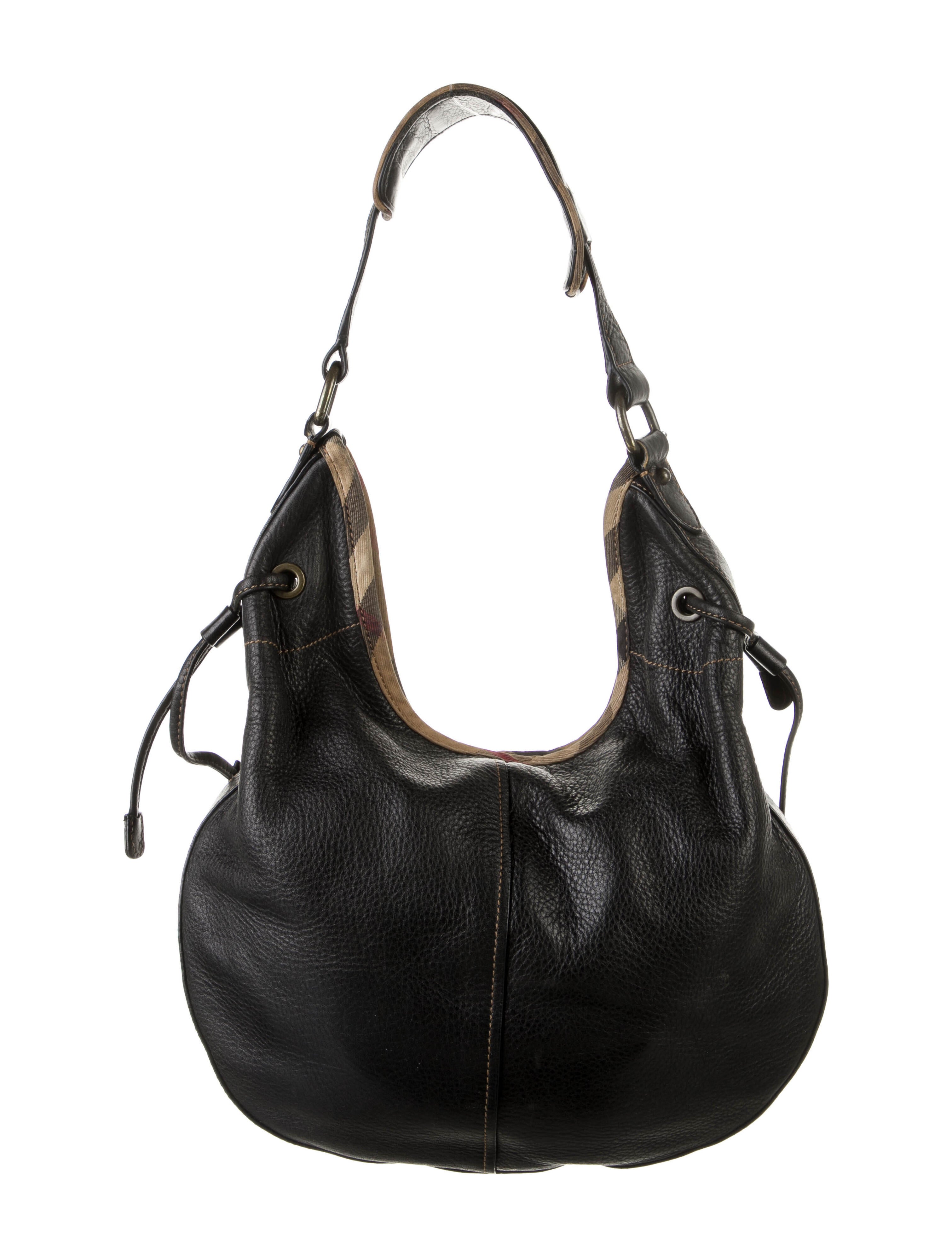 Burberry Heritage Grain Leather Hobo - Black Hobos, Handbags - BUR98704 ...