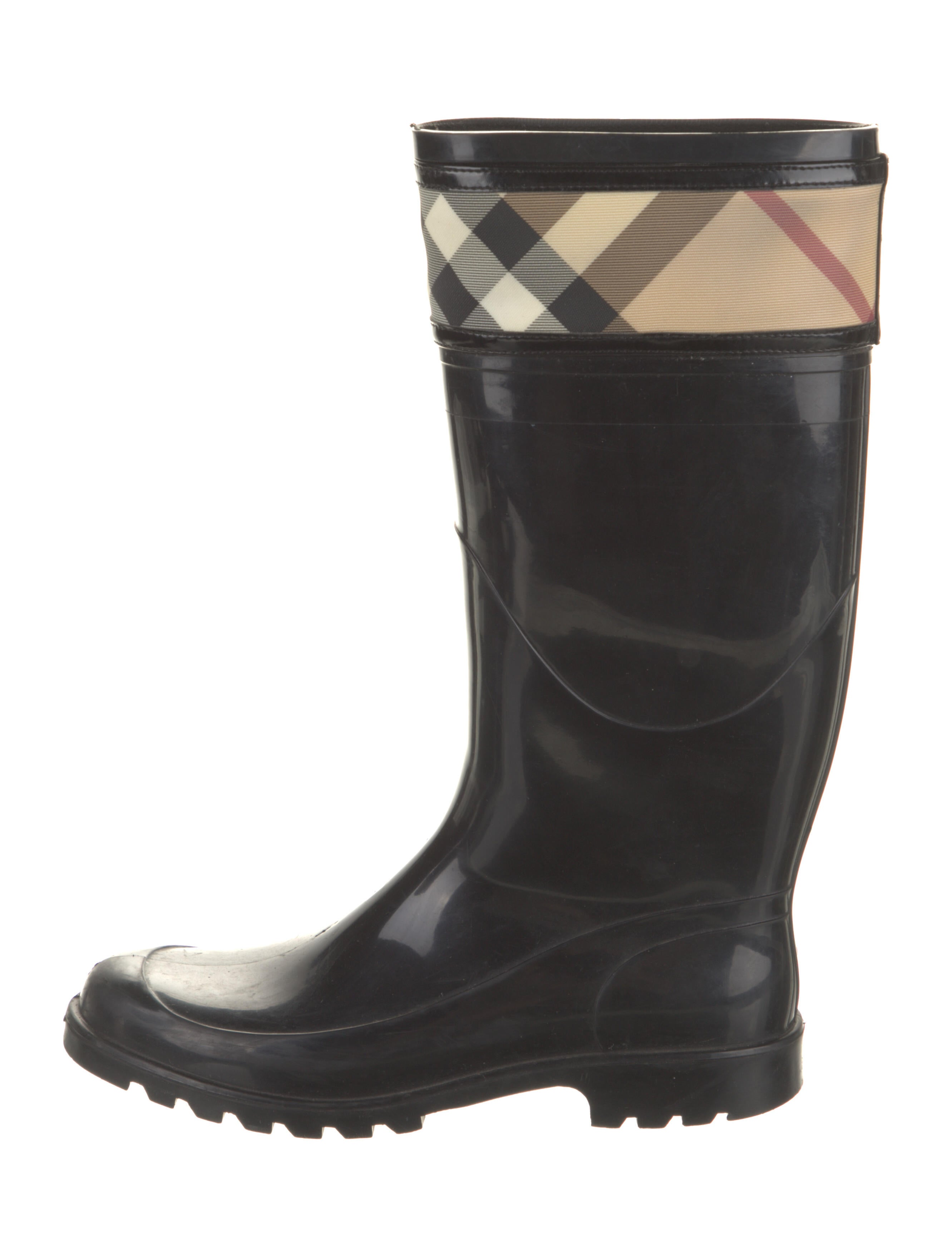 Burberry House Check Pattern Rain Boots - Black Boots, Shoes ...