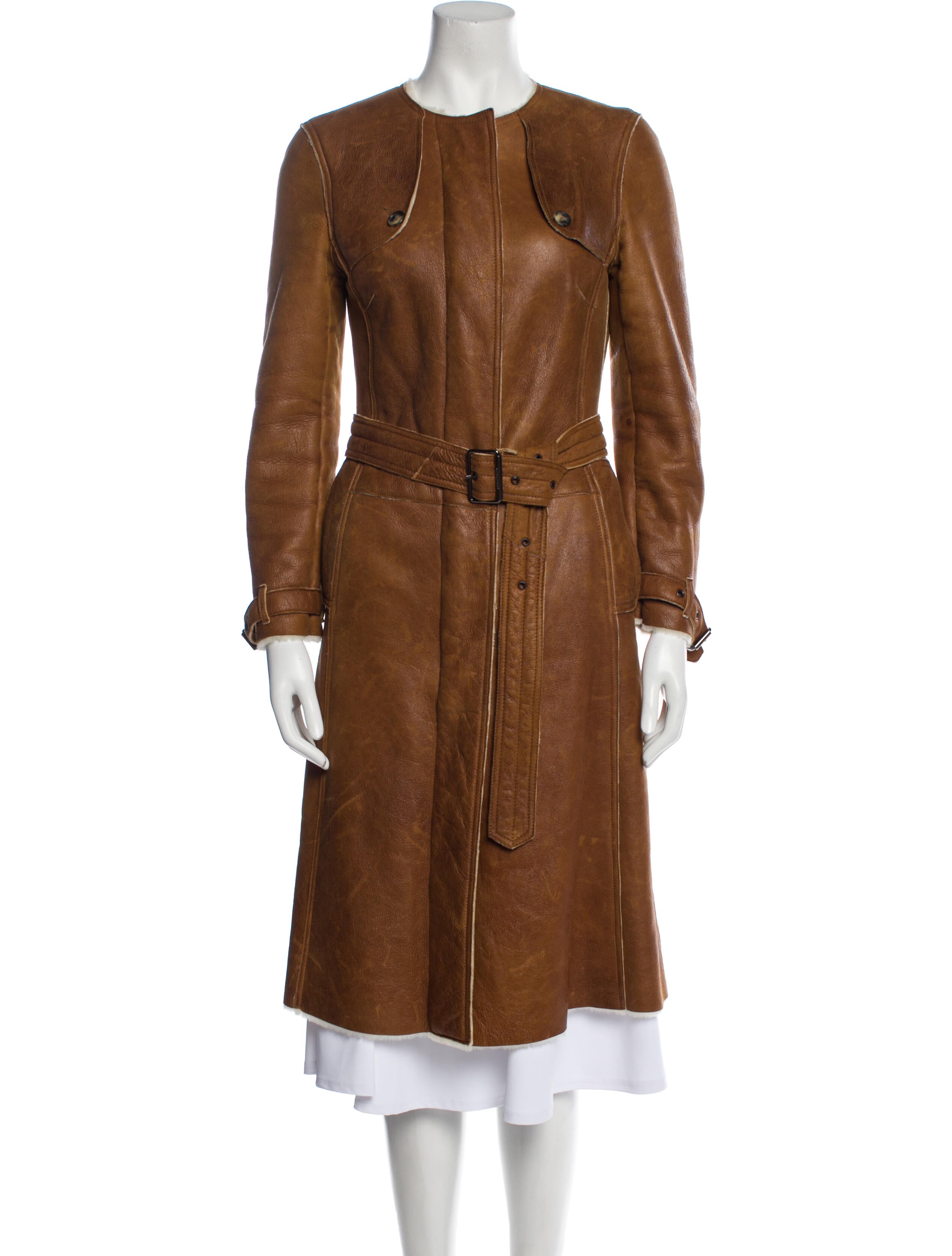 Burberry Long Shearling Coat - Brown Coats, Clothing - BUR67832 | The ...