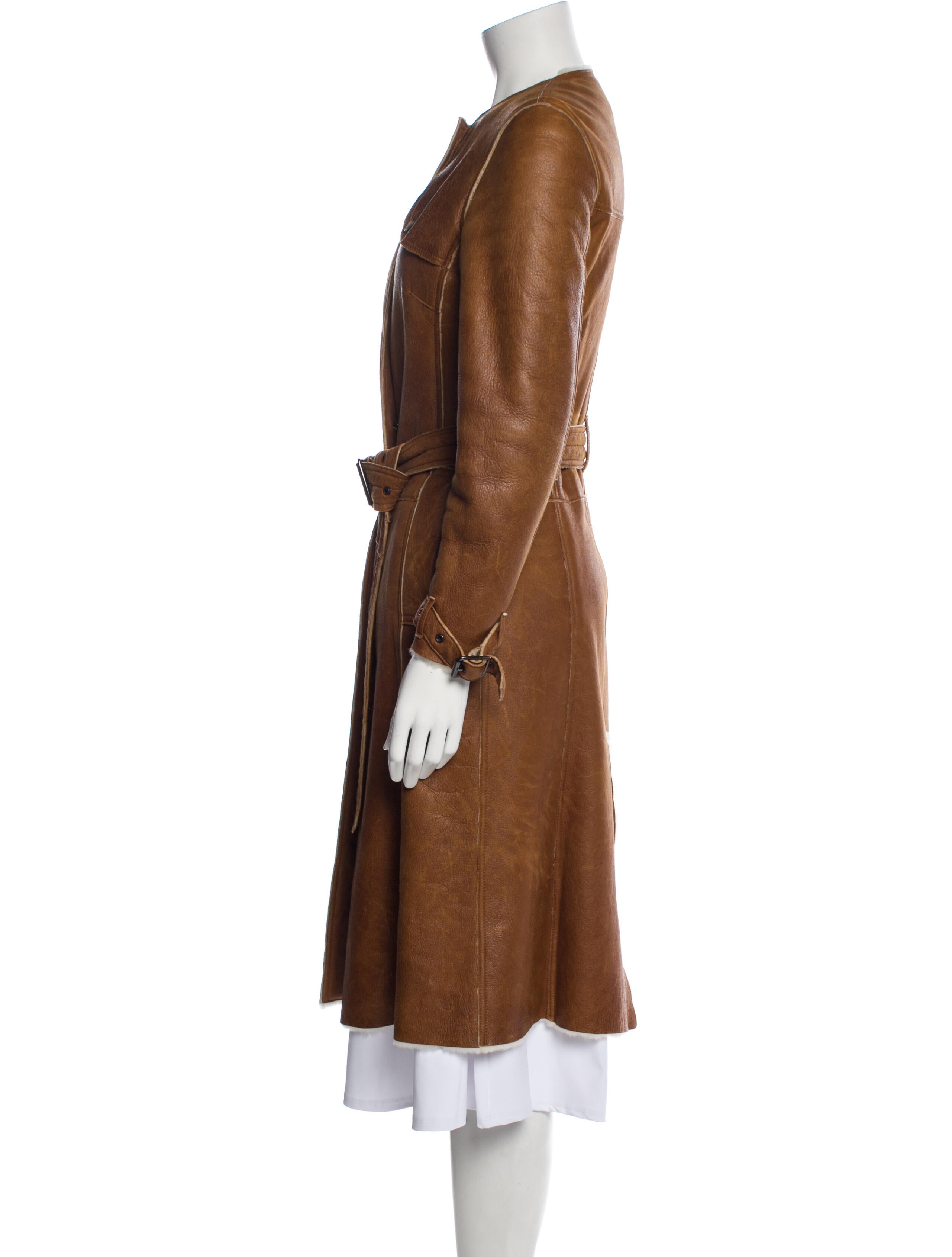 Burberry Long Shearling Coat - Brown Coats, Clothing - BUR67832 | The ...