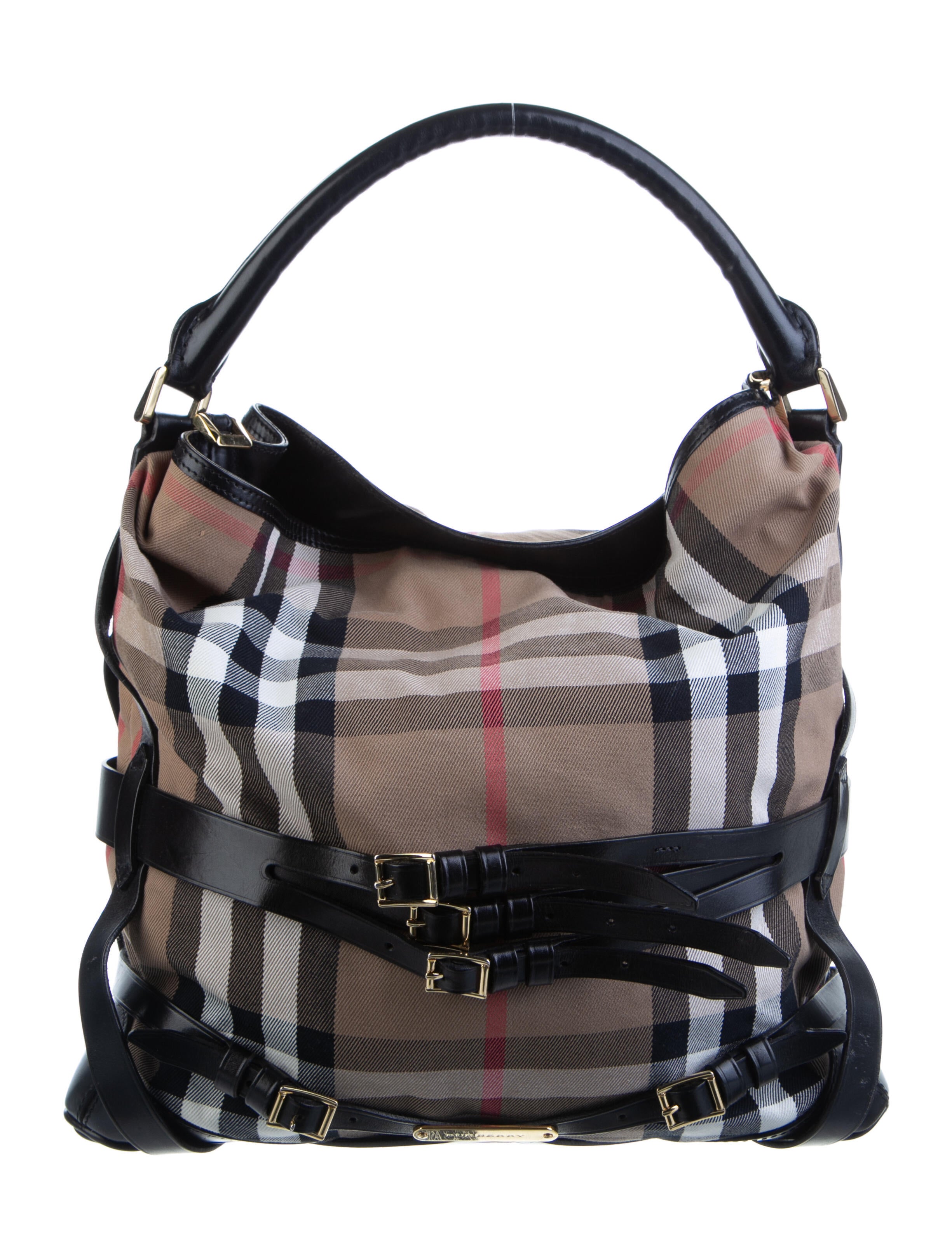 Burberry House Check Leather-Trim Hobo - Neutrals Hobos, Handbags ...