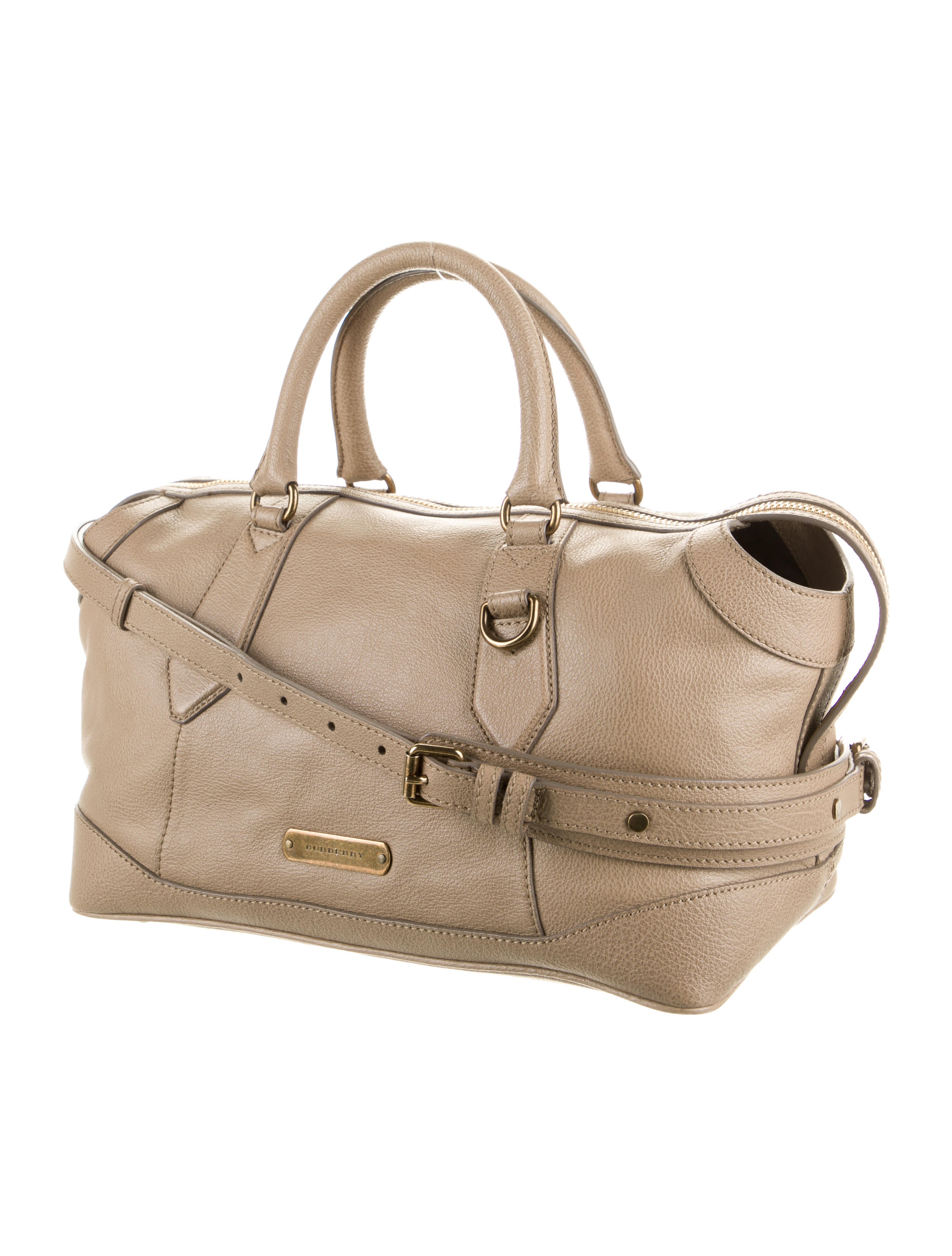 Burberry Leather Bowler Bag - Neutrals Shoulder Bags, Handbags ...
