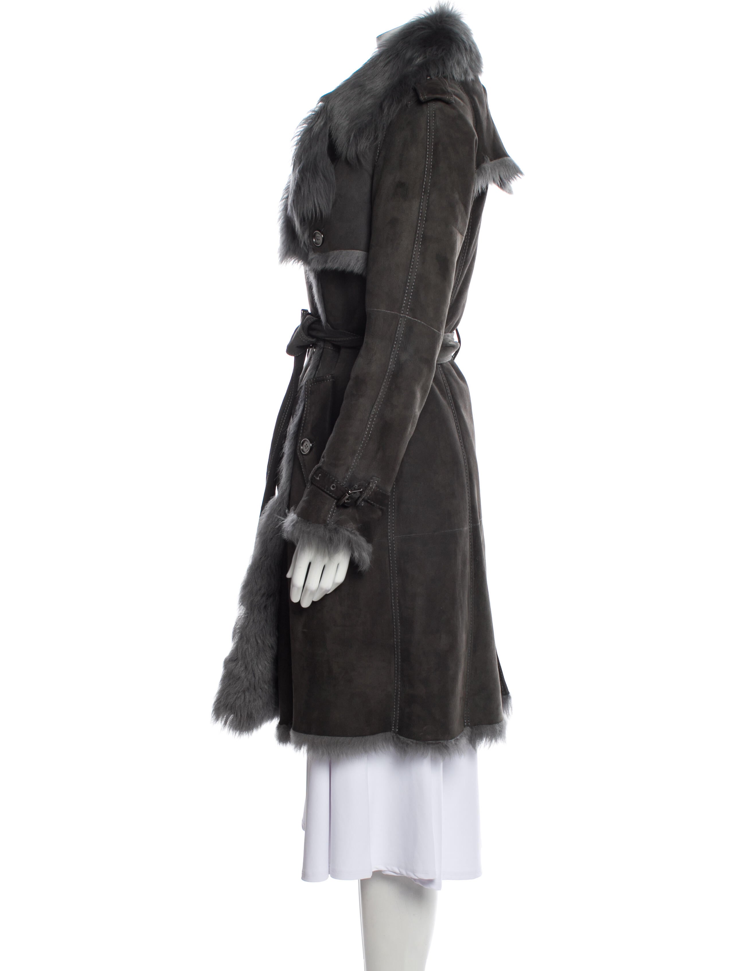 Burberry Shearling Fur Coat - Grey Coats, Clothing - BUR317922 | The ...