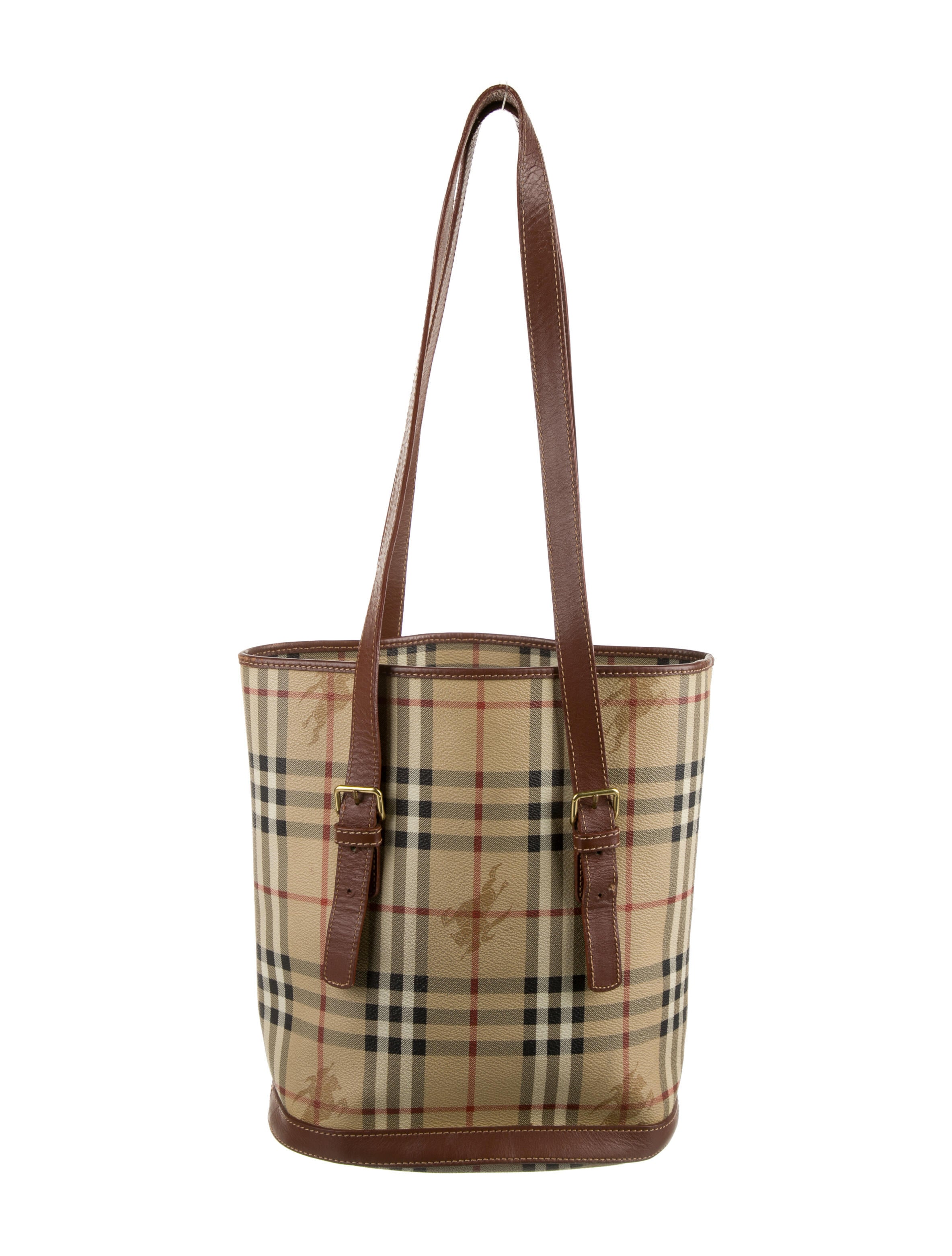 Burberry Coated Canvas Haymarket Check Bucket Bag - Neutrals Bucket ...