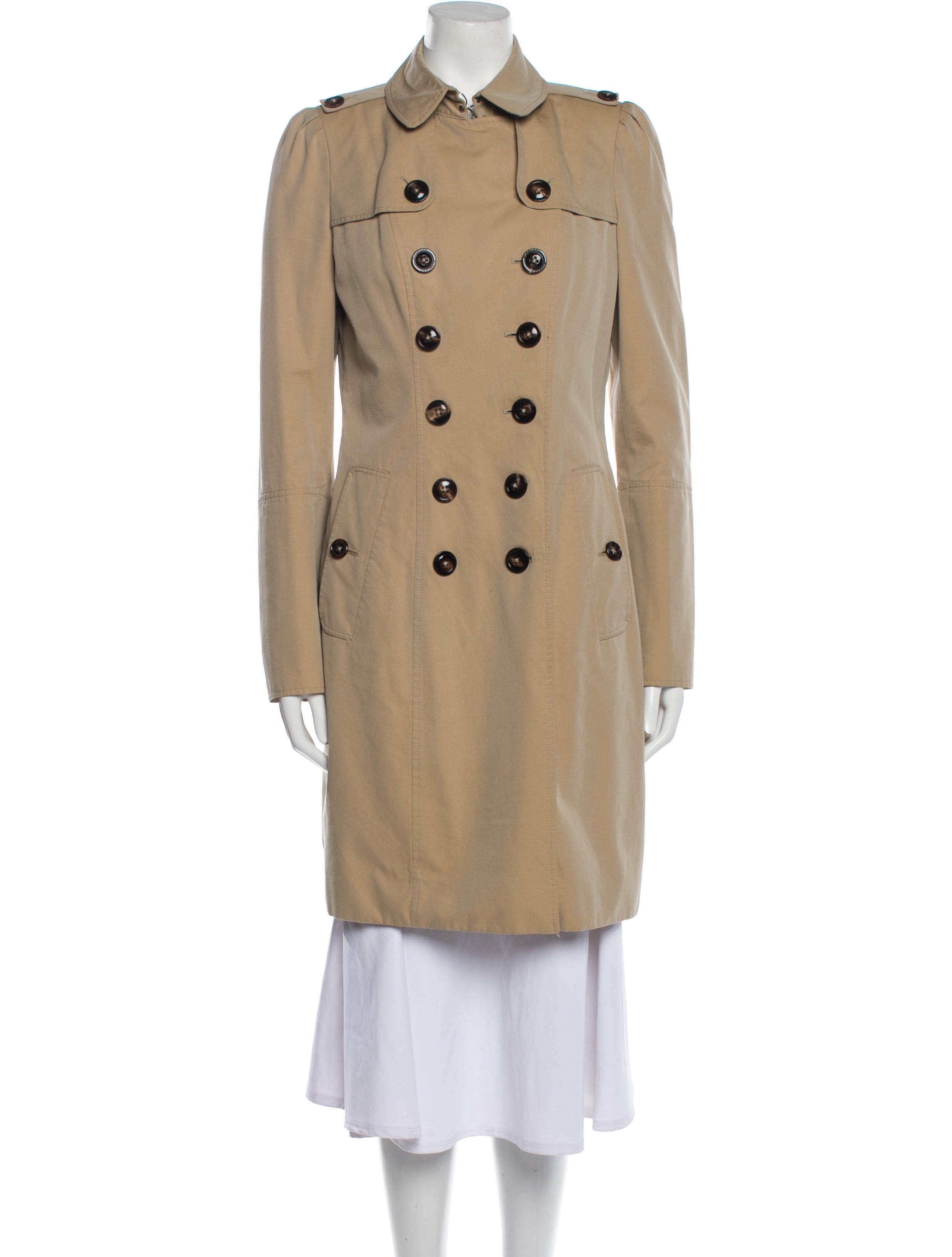 Burberry Knee-Length Button-Up Coat - Neutrals Coats, Clothing ...