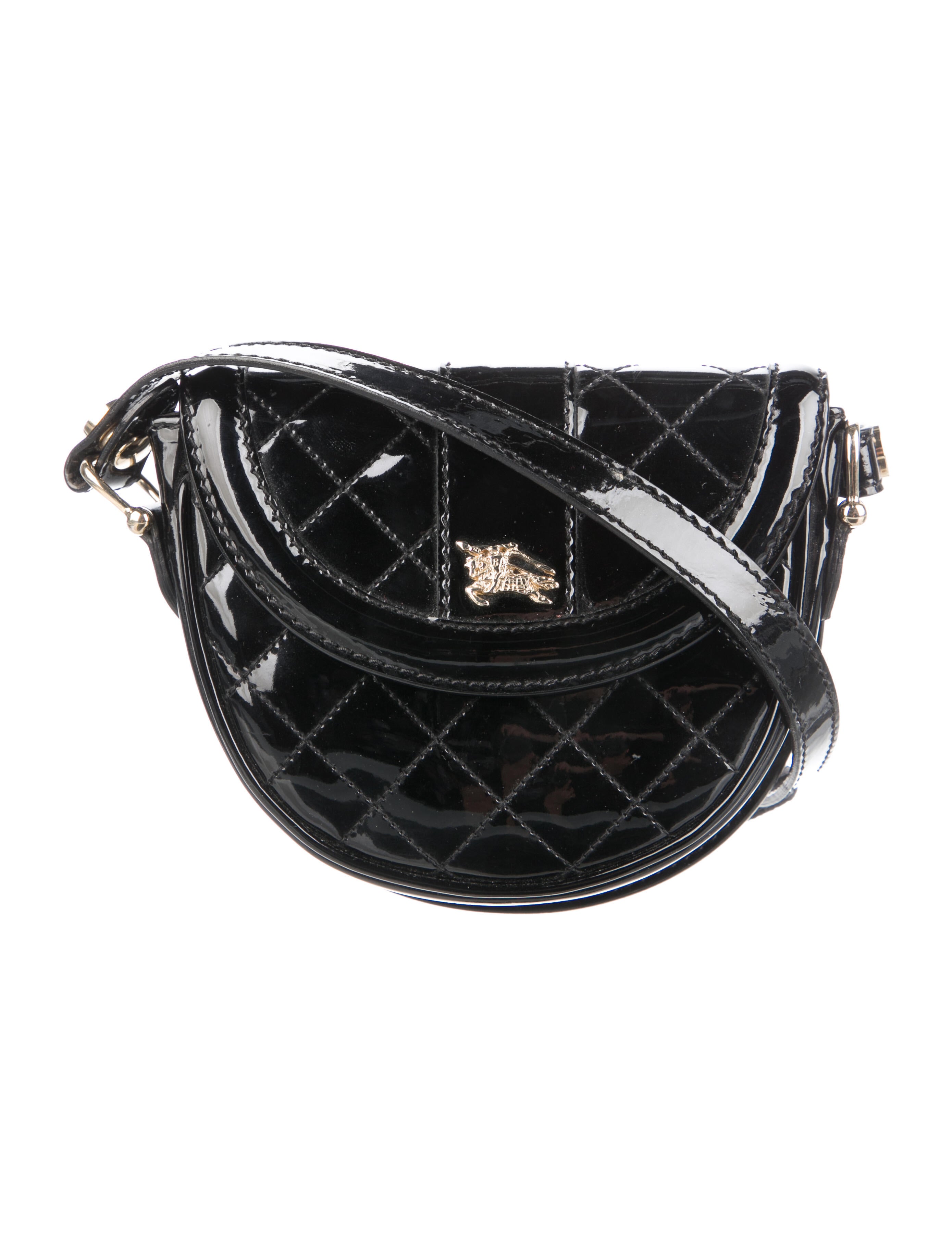 Burberry Quilted Patent Leather Mini Crossbody Bag - Black Mini Bags ...