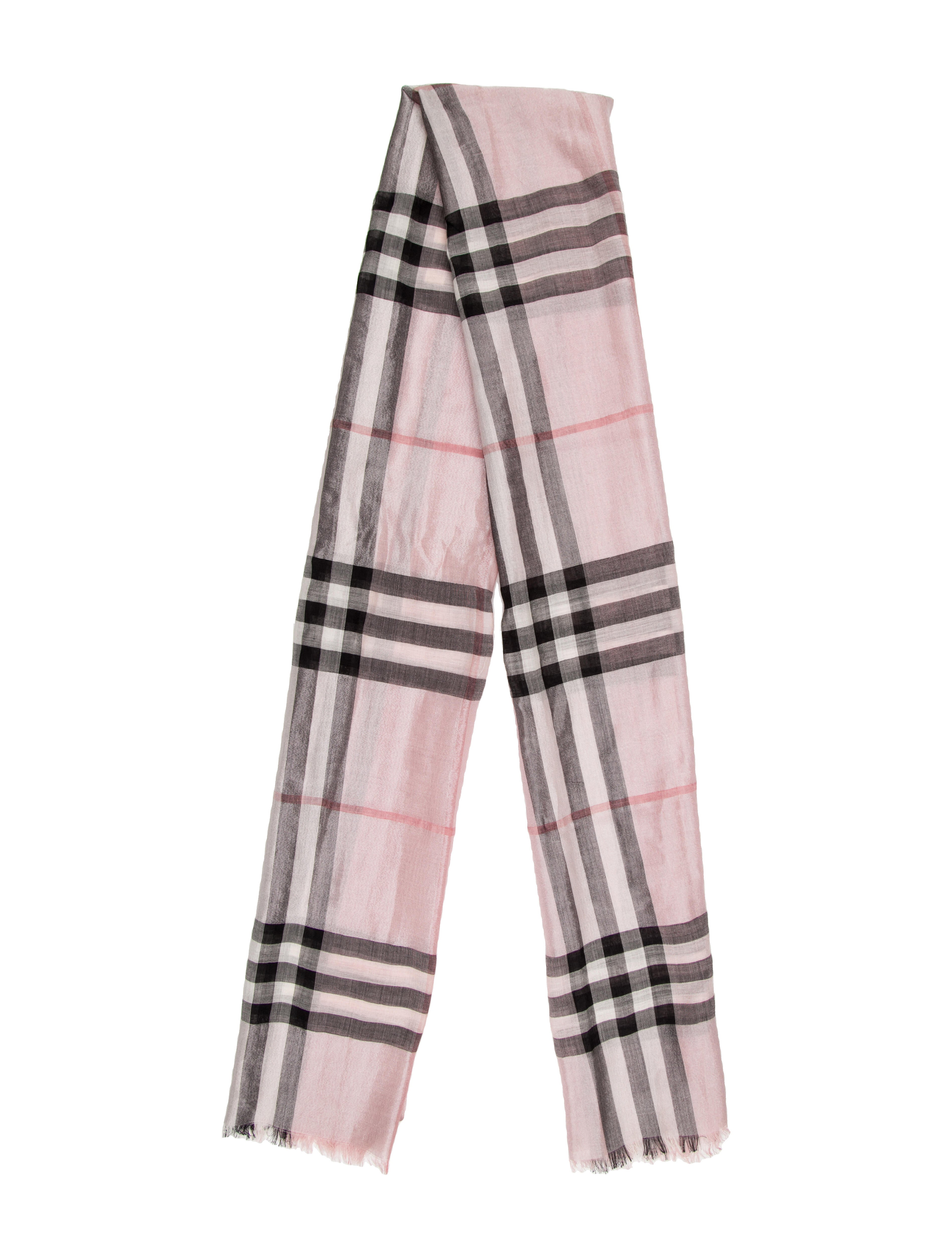Burberry Plaid Print Scarf - Pink Scarves and Shawls, Accessories ...