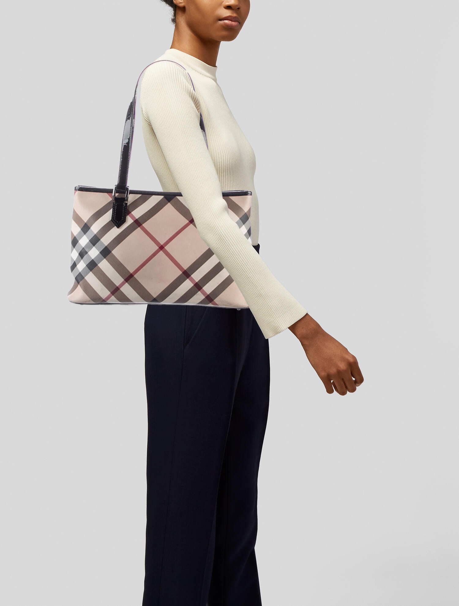 Burberry Coated Canvas Check Pattern Tote Bag - Neutrals Totes ...