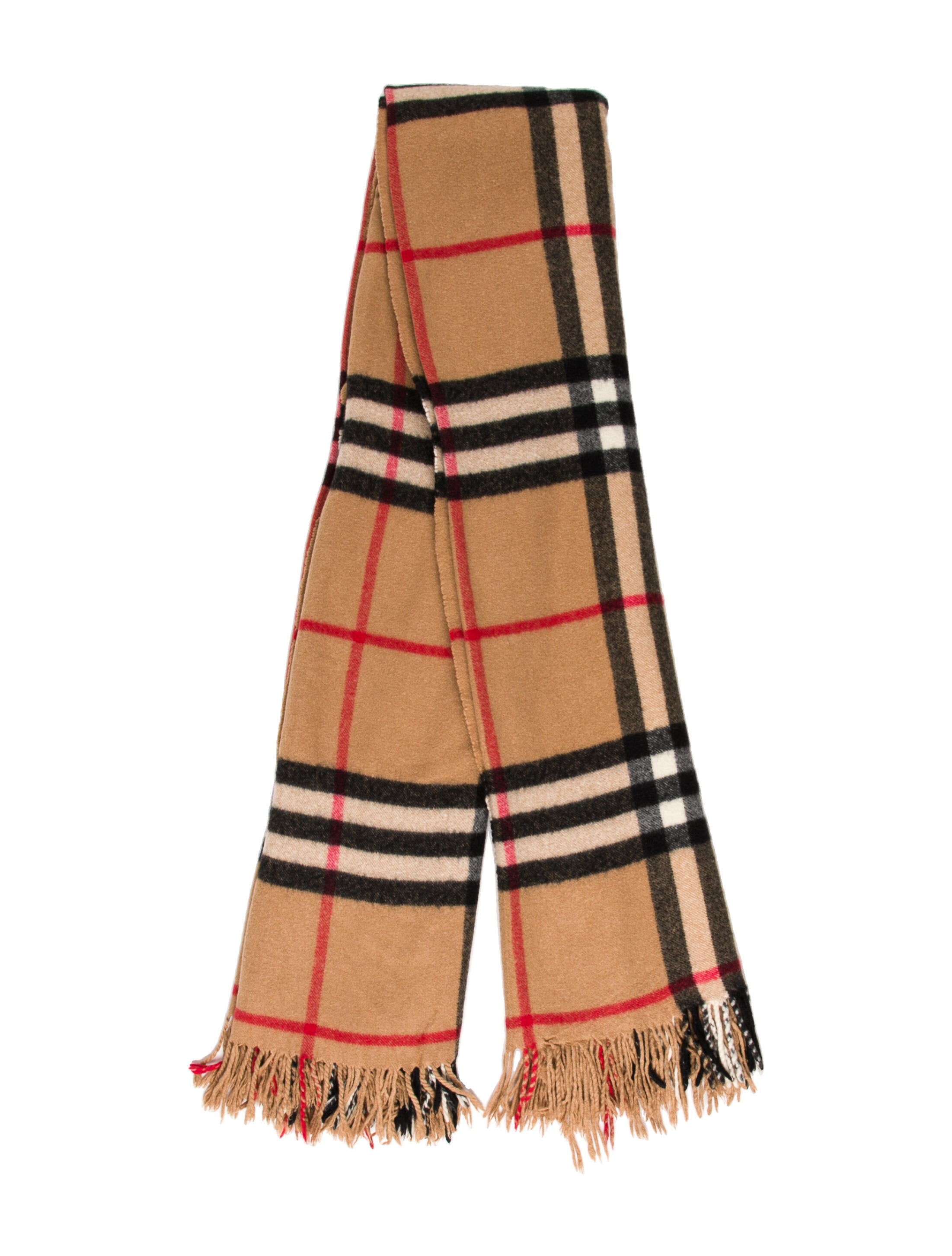 Burberry Check Pattern Cashmere Shawl - Brown Scarves and Shawls ...