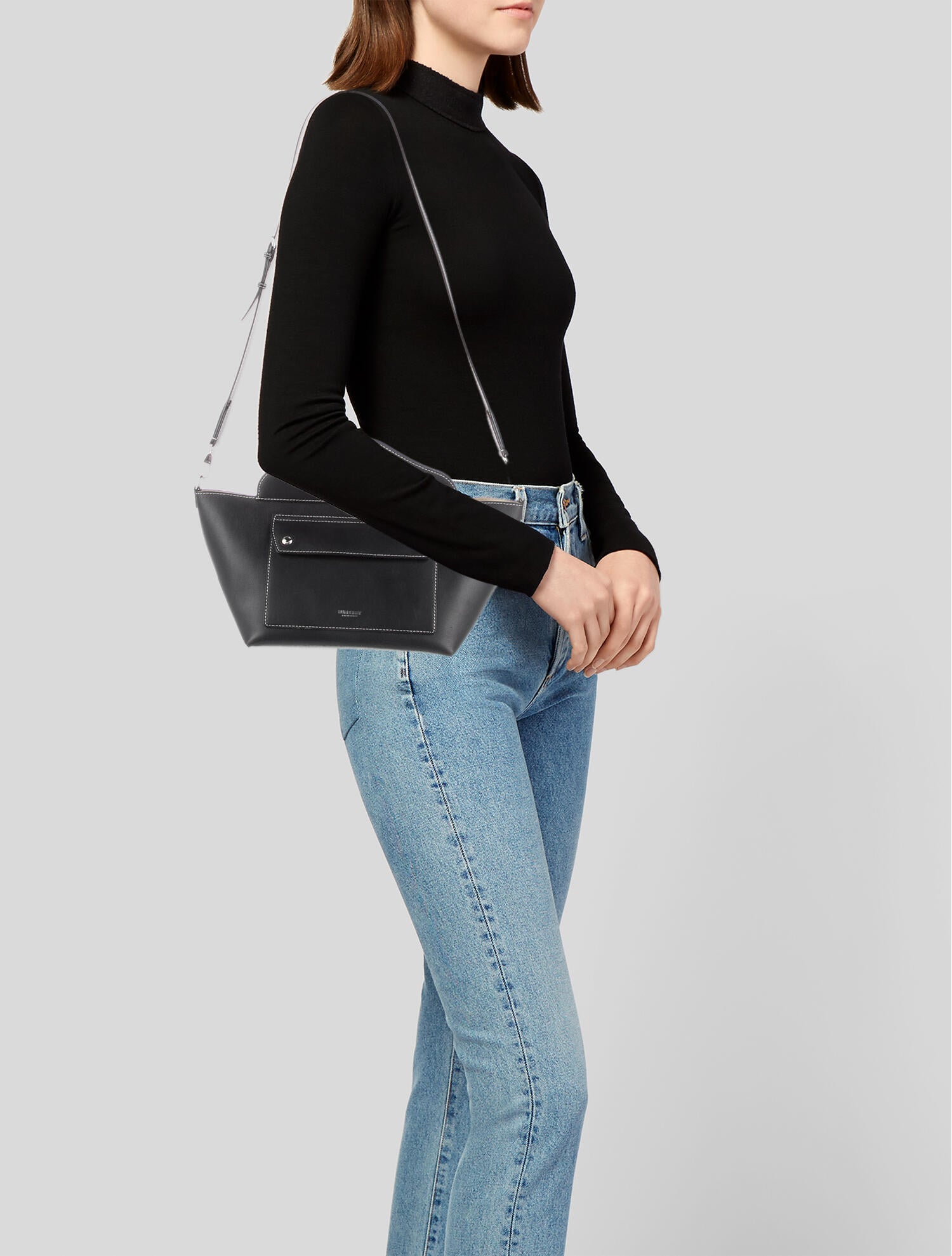 Burberry Mini Leather Pocket Tote - Black Handle Bags, Handbags ...
