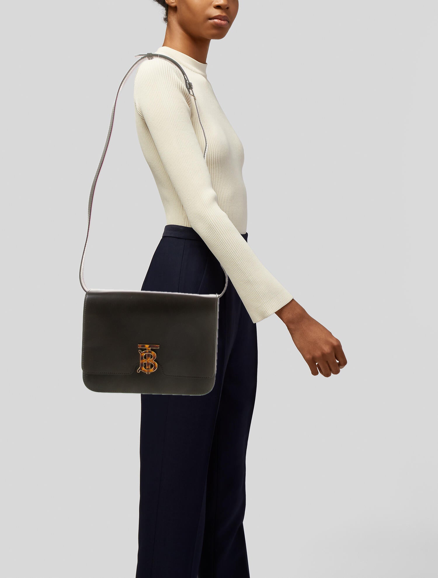 Burberry TB Monogram Shoulder Bag - Black Shoulder Bags, Handbags ...