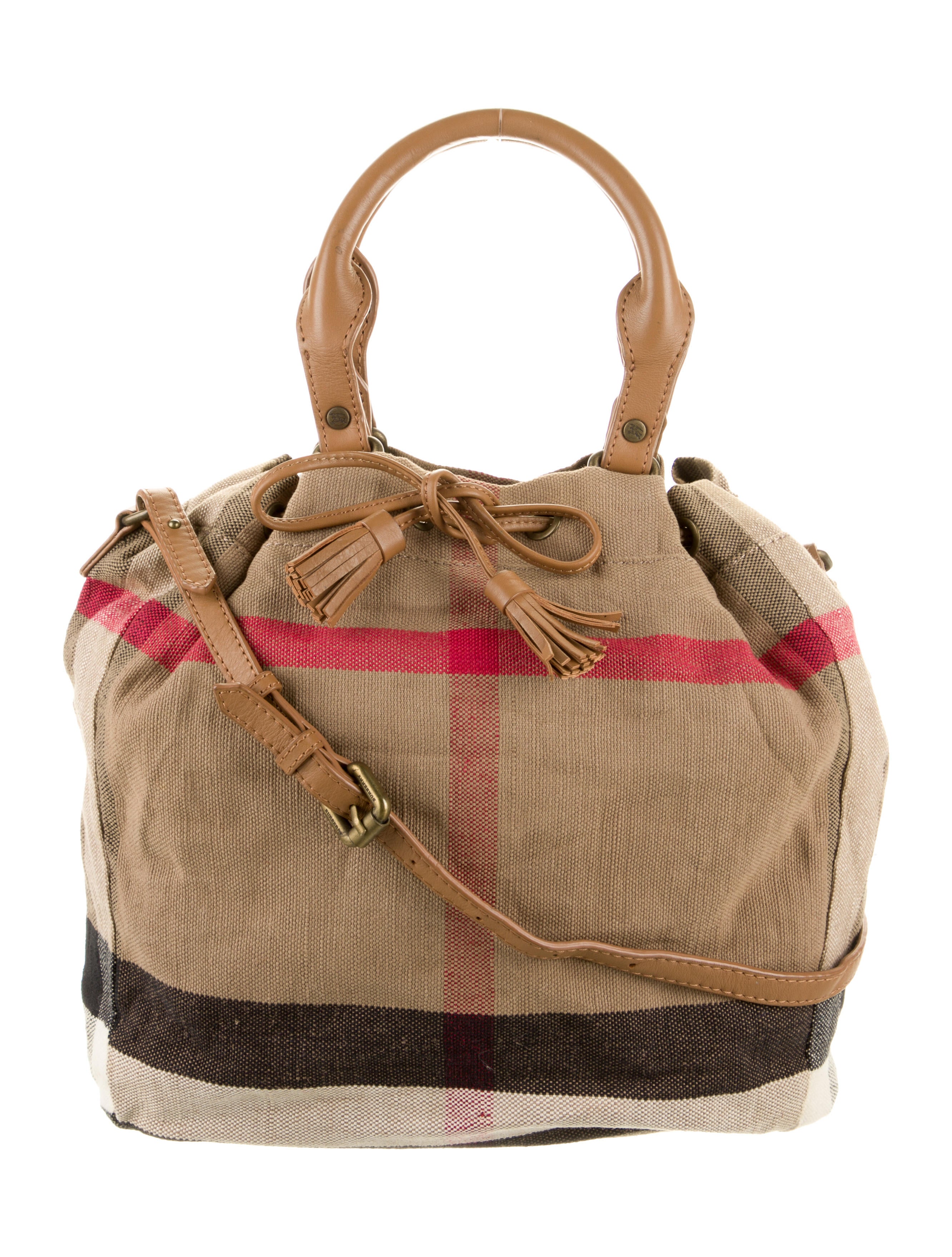 Burberry House Check Drawstring Bucket Bag - Brown Bucket Bags ...