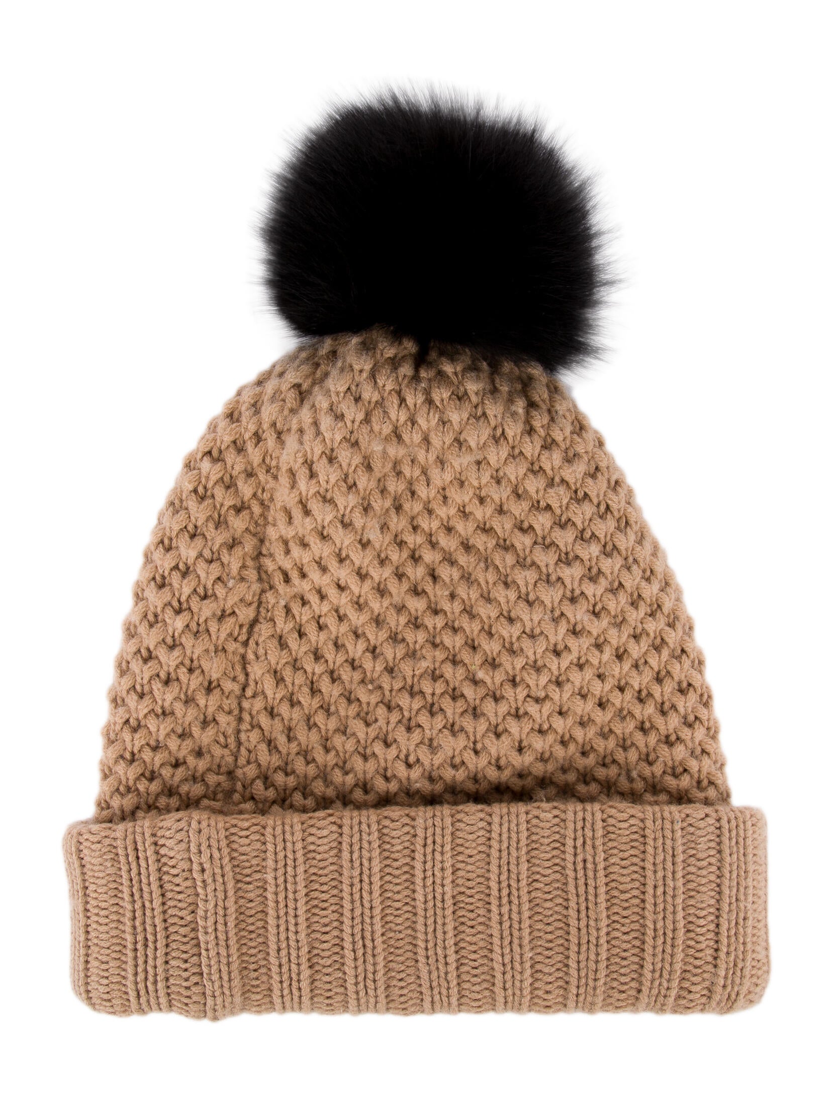 Burberry Wool Fox Fur Pom Pom Beanie Neutrals Hats Accessories BUR366891 The RealReal