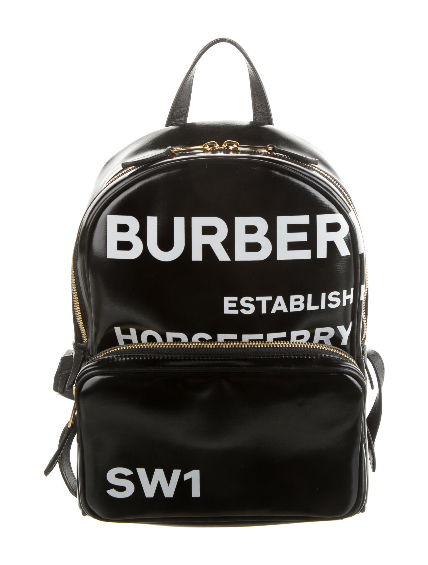 Burberry Horseferry Patent Leather Backpack - Black Backpacks, Handbags ...