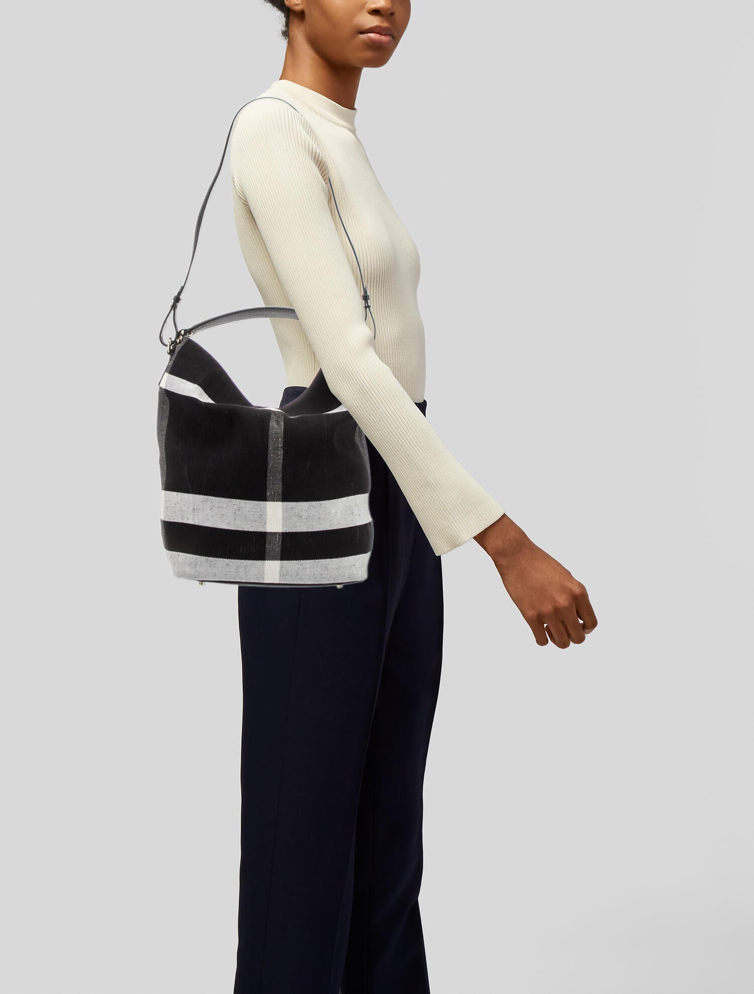 Burberry Exploded Check Bucket Bag - Black Bucket Bags, Handbags ...