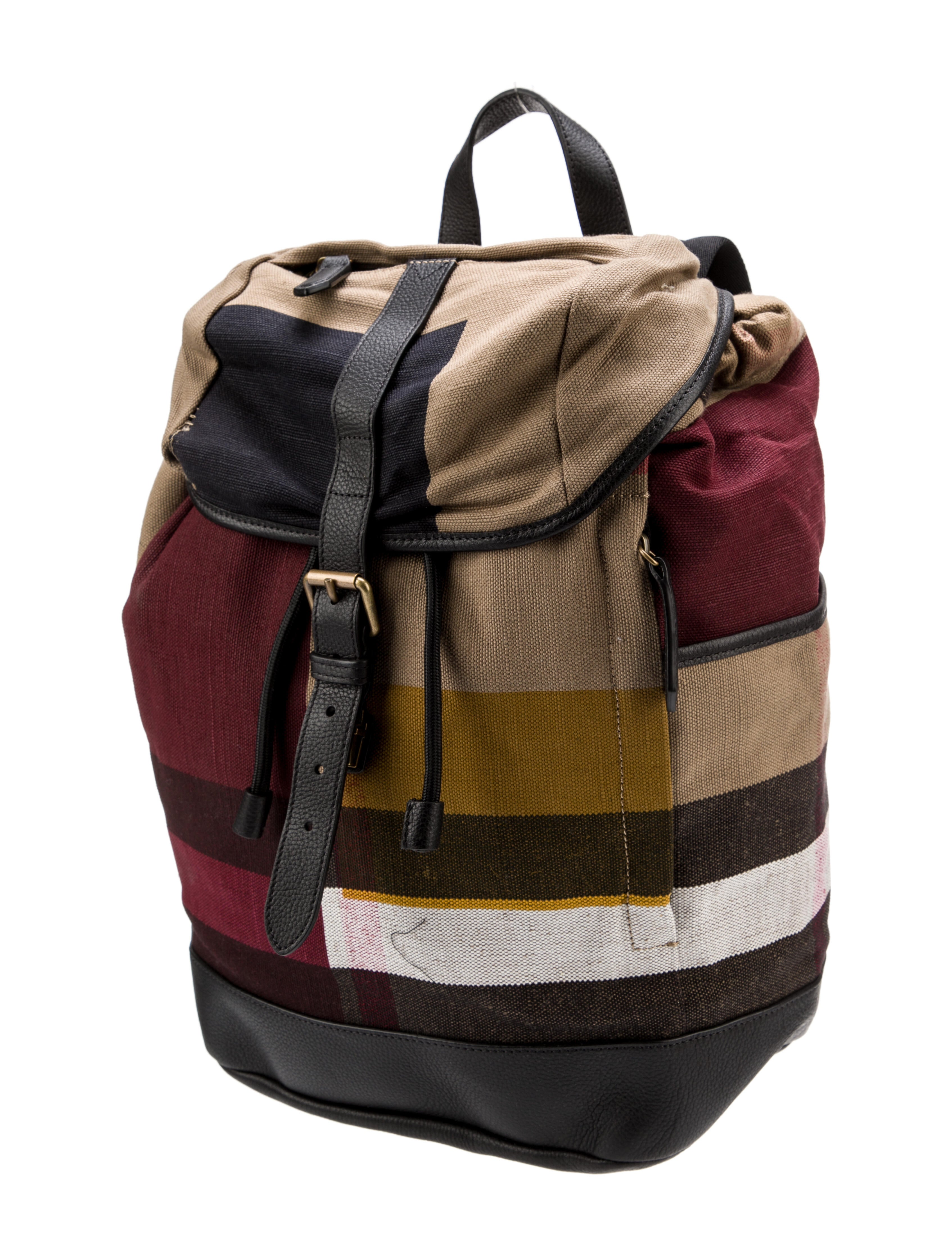 Burberry Canvas Mega Check Backpack - Brown Backpacks, Handbags ...