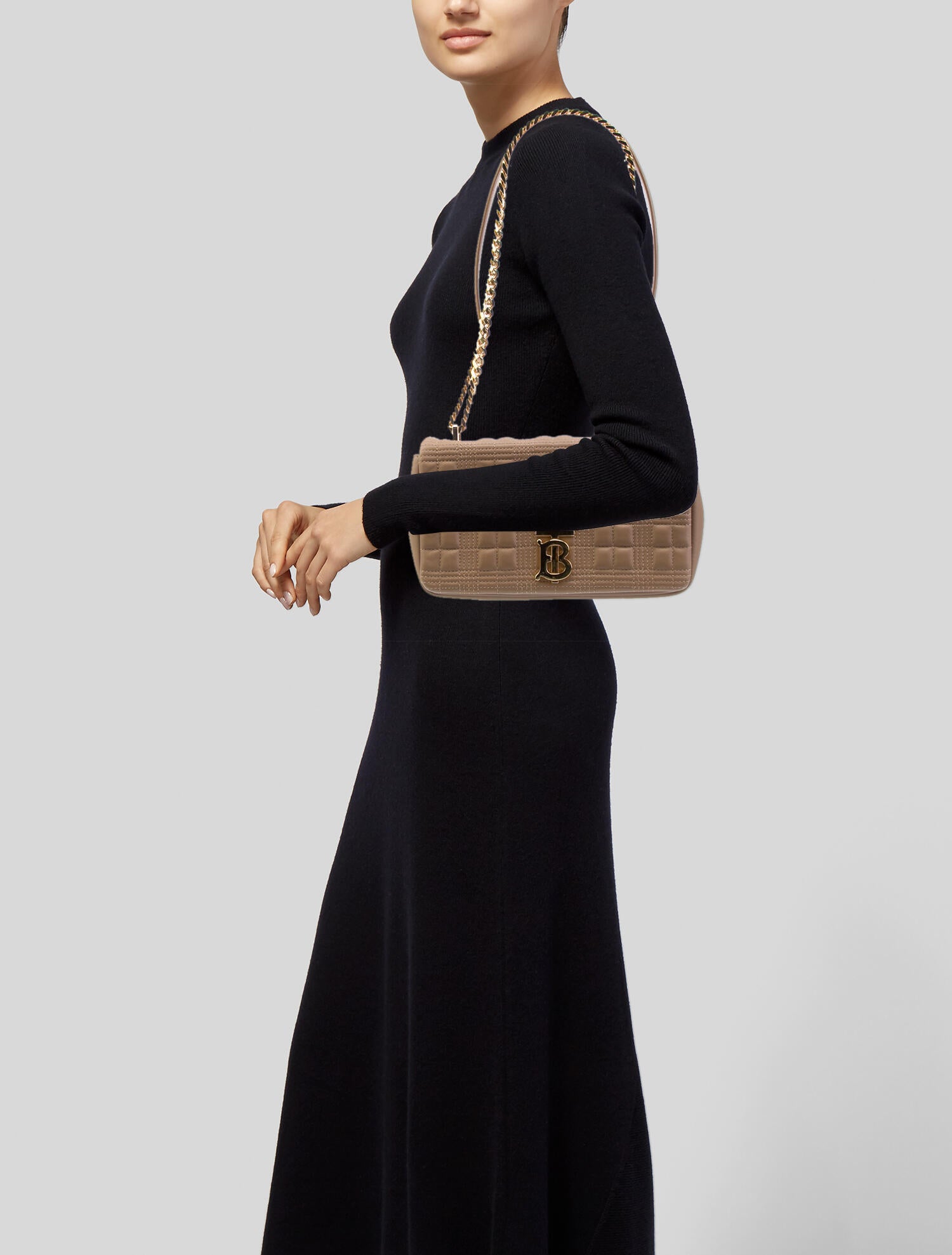 Burberry Quilted TB Monogram Lola Crossbody Bag - Neutrals Crossbody ...