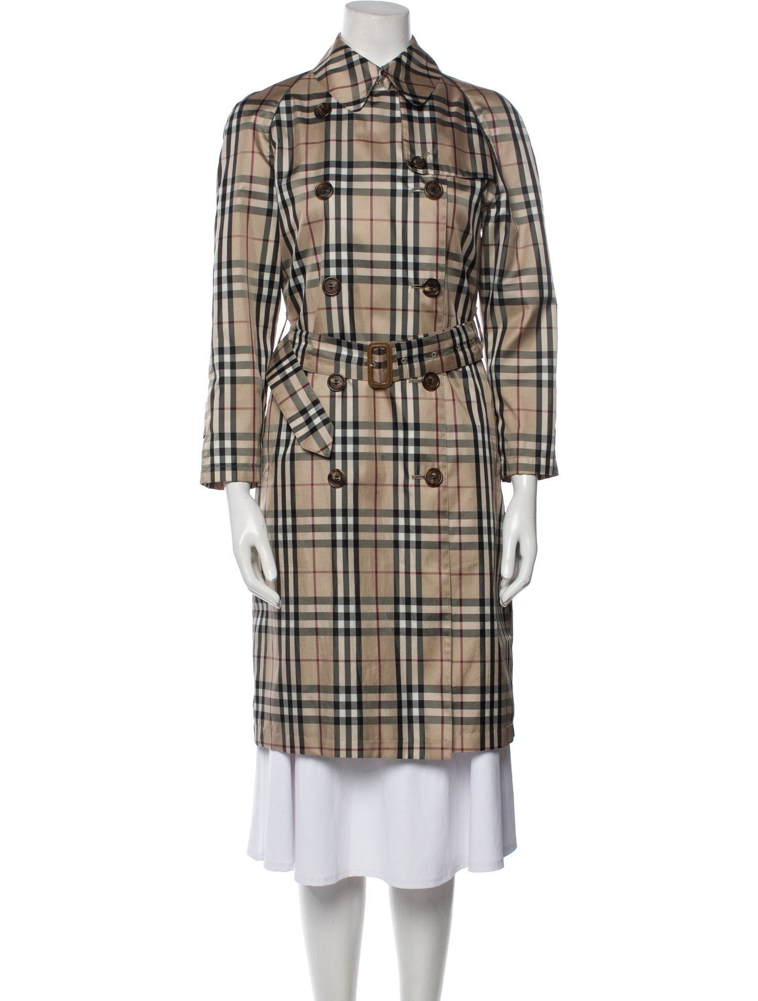 Burberry Plaid Print Trench Coat - Neutrals Coats, Clothing - BUR394582 ...