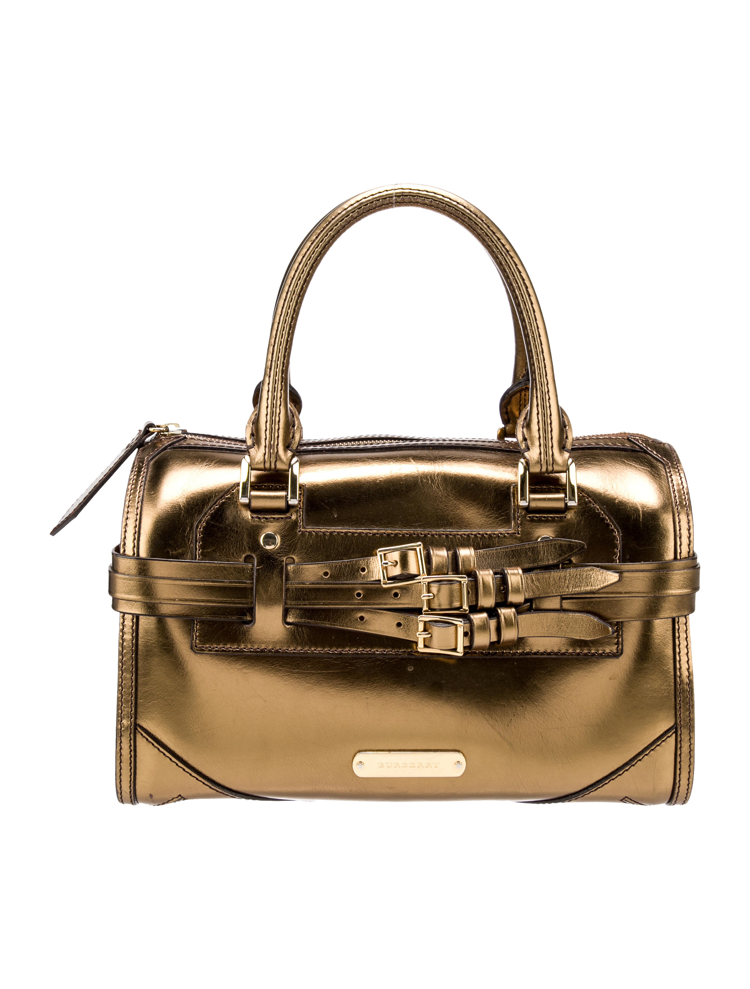 Burberry Leather Metallic Handle Bag - Gold Handle Bags, Handbags ...