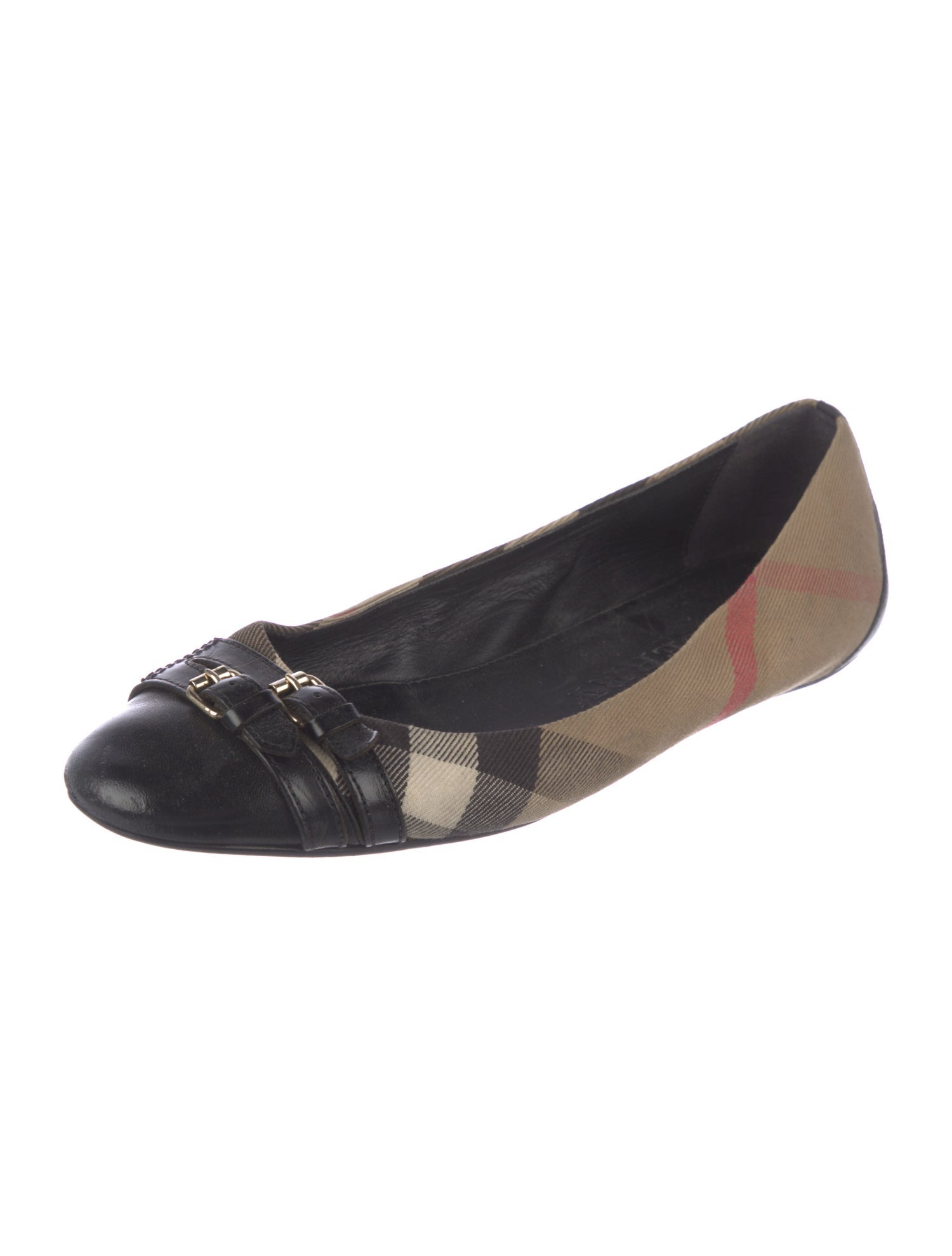 Burberry Nova Check Pattern Leather Flats - Neutrals Flats, Shoes ...