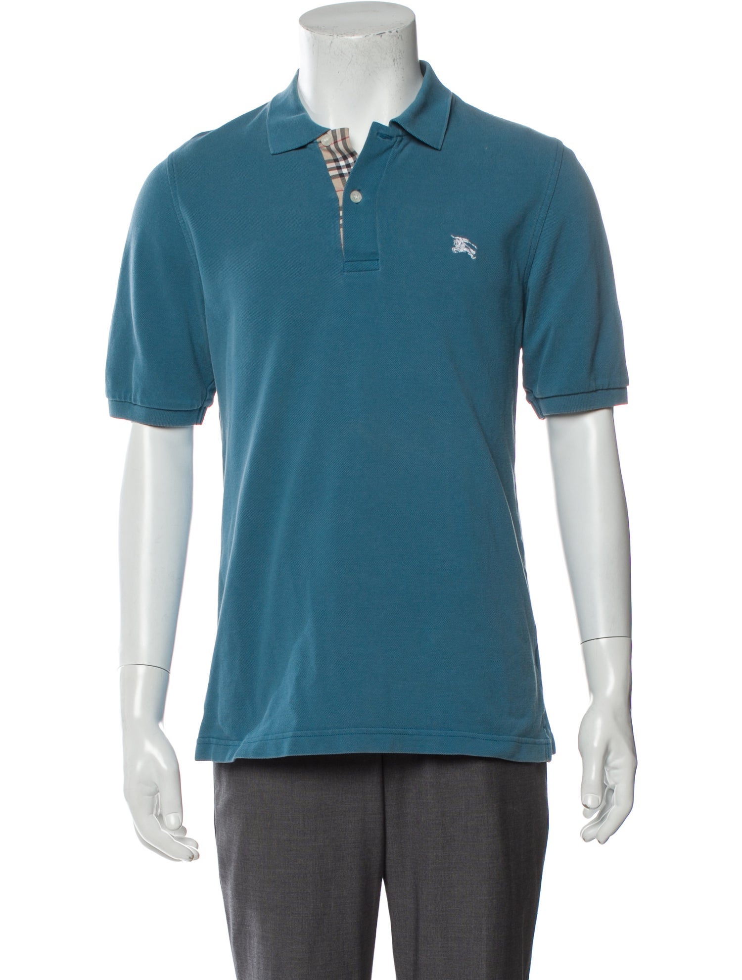 Burberry Crew Neck Short Sleeve Polo Shirt - Blue Polos, Clothing ...