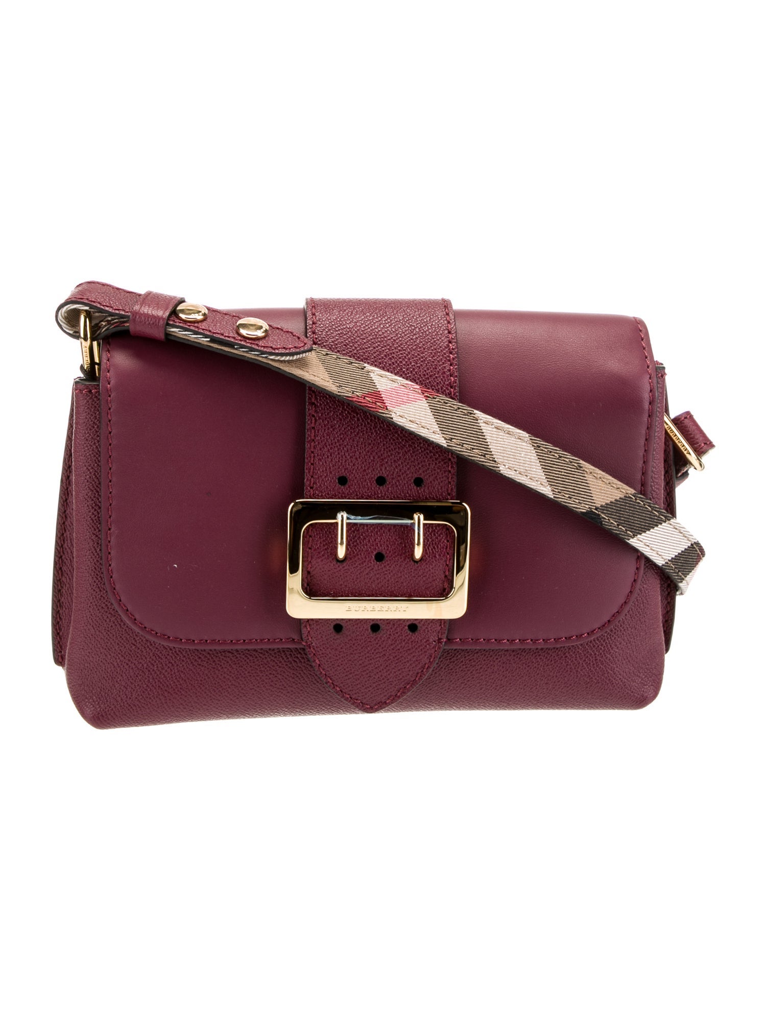 Burberry Leather Buckle Crossbody - Burgundy Crossbody Bags, Handbags ...