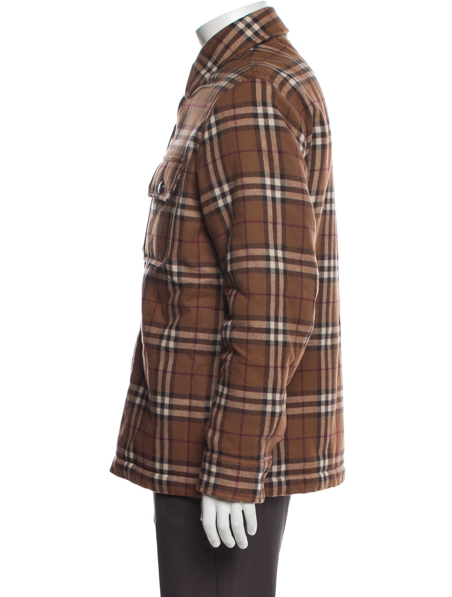Burberry Virgin Wool Plaid Print Jacket - Brown Outerwear, Clothing ...