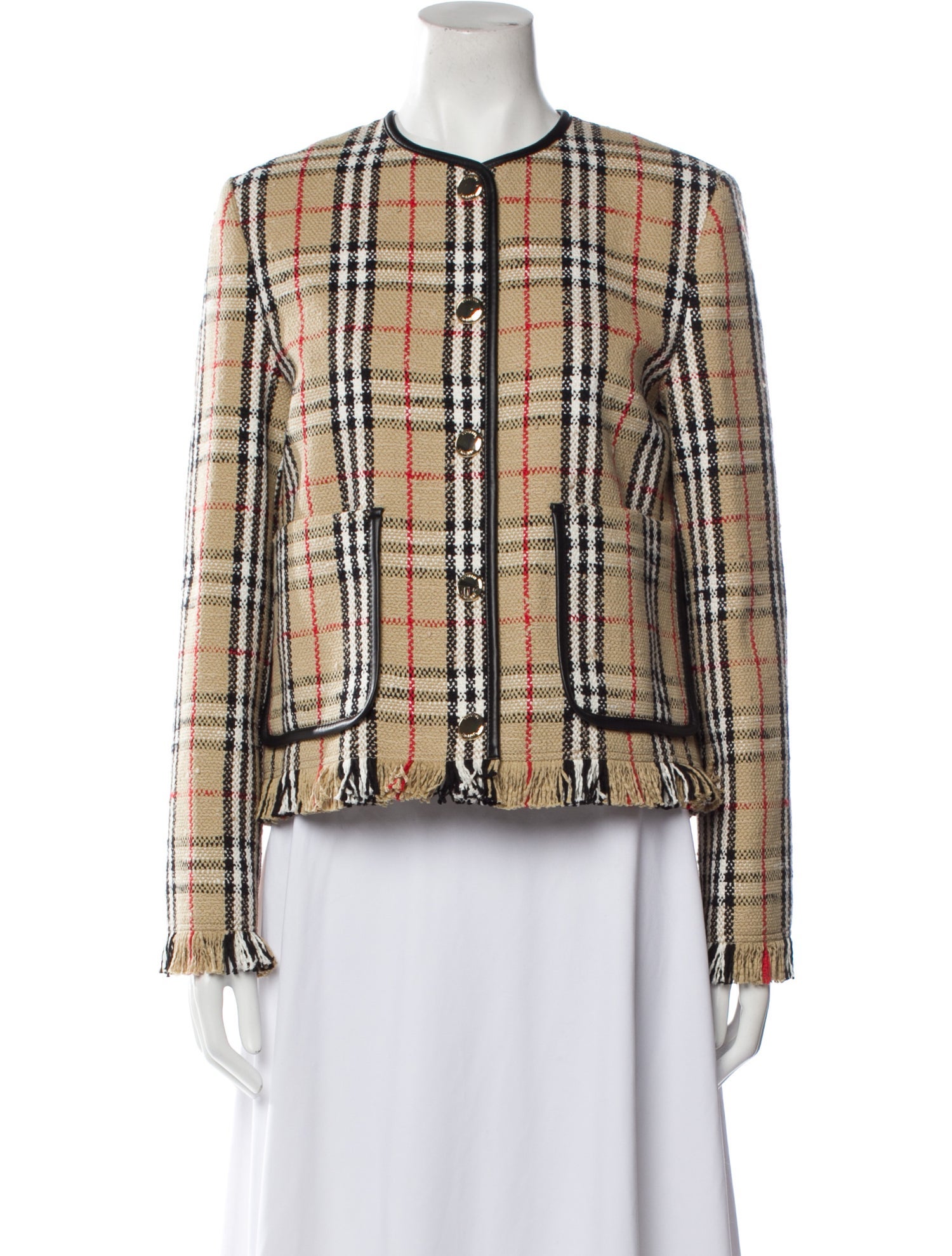 Burberry Plaid Print Evening Jacket - Neutrals Jackets, Clothing ...