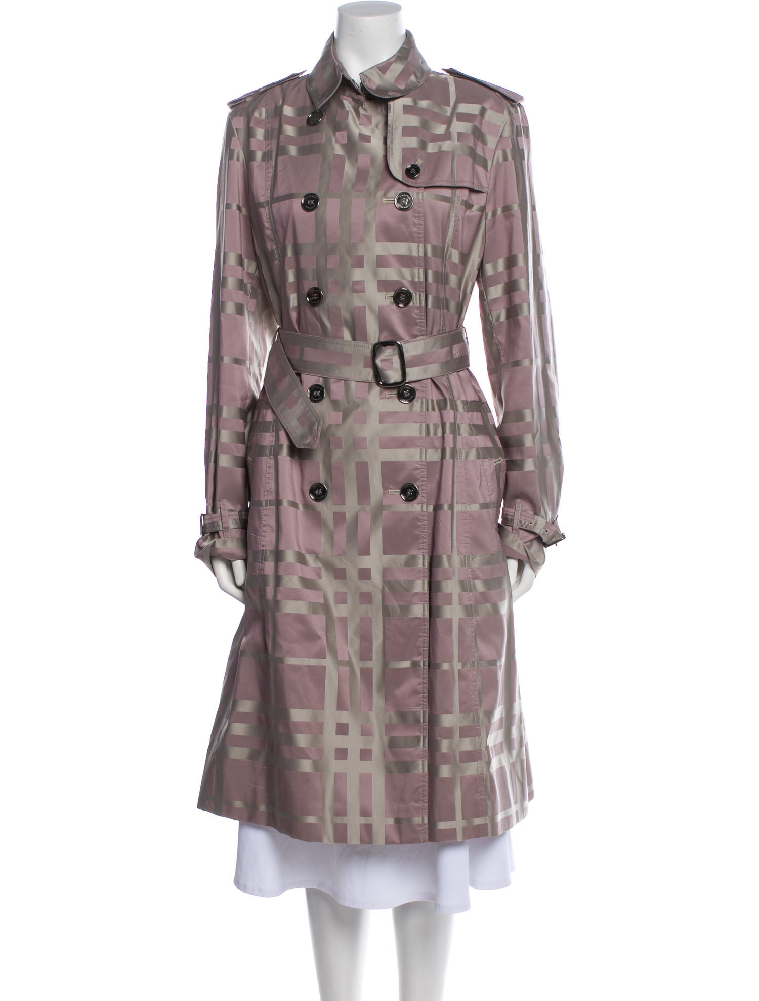 Burberry Plaid Print Trench Coat - Purple Coats, Clothing - BUR403992 ...