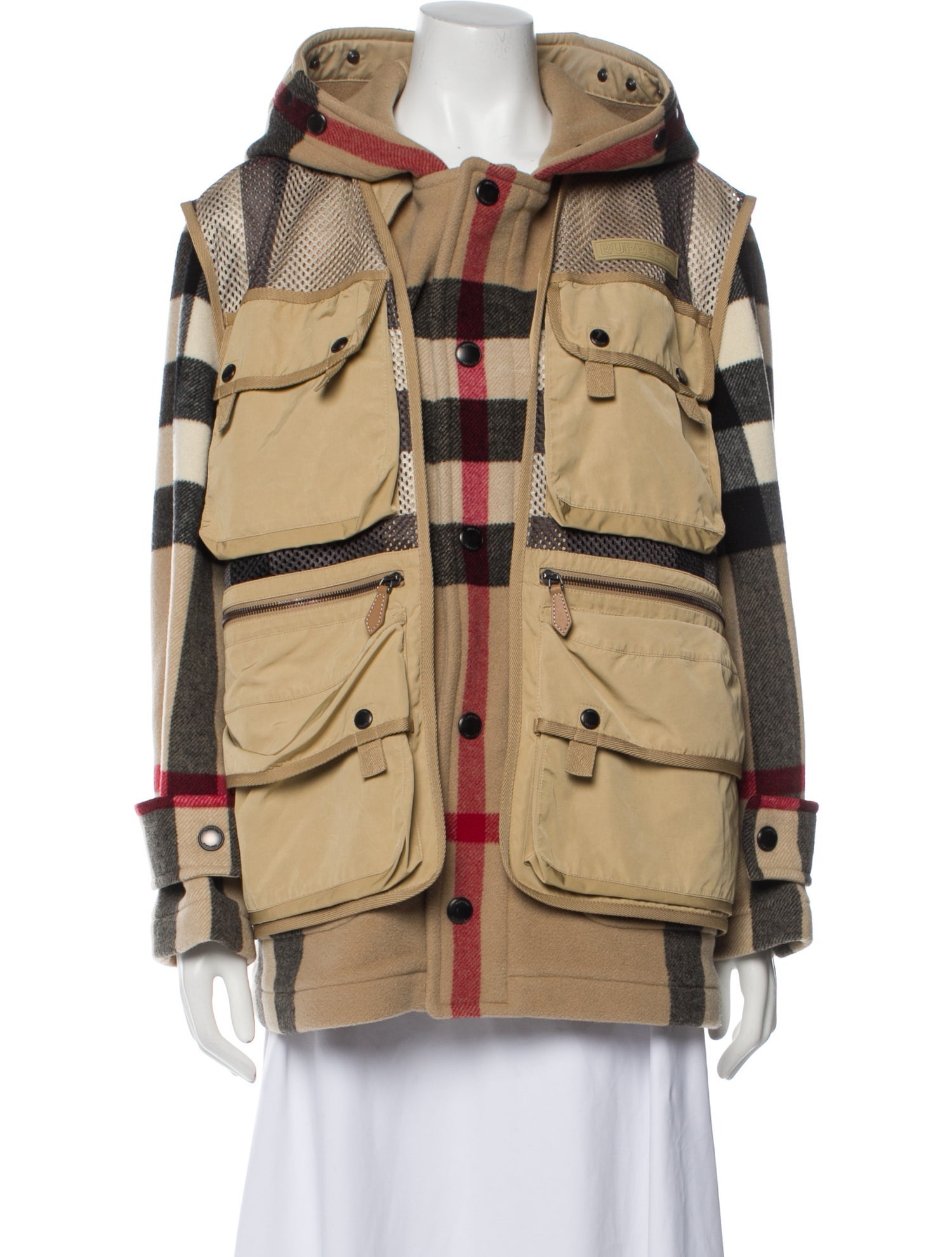 Burberry Plaid Print Parka - Neutrals Coats, Clothing - BUR405211 | The ...