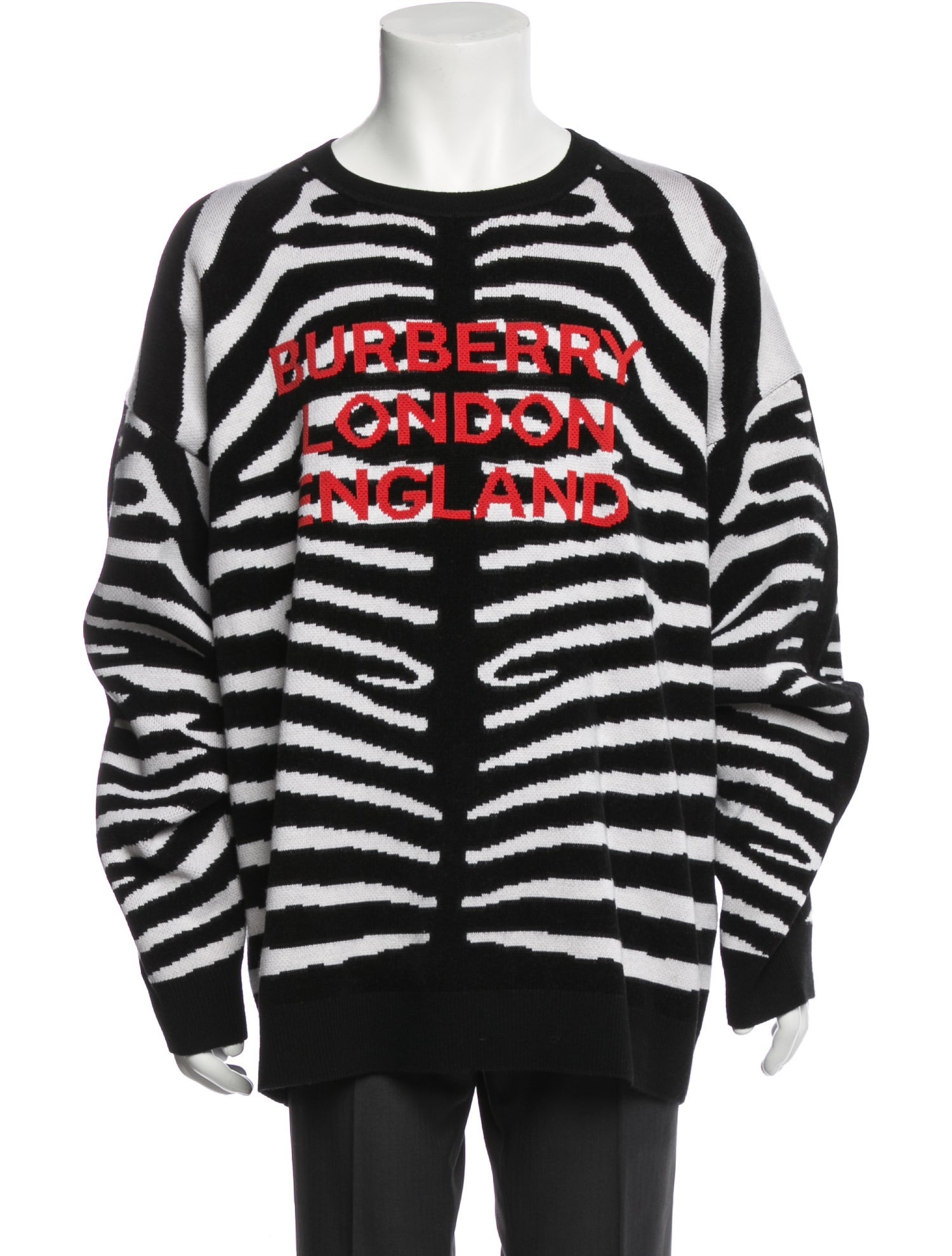 Burberry Animal Print Crew Neck Pullover - Black Sweaters, Clothing ...
