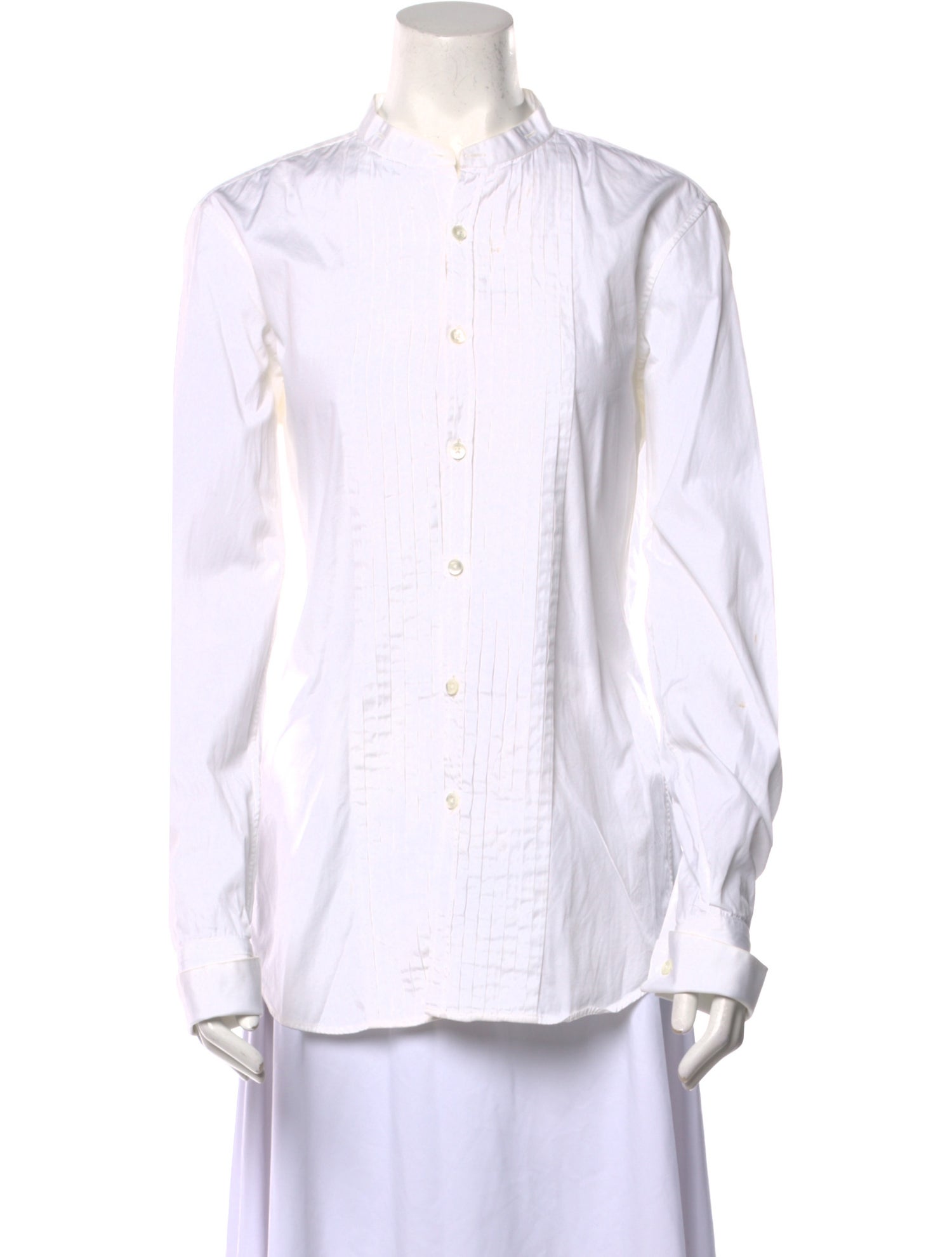 Burberry Long Sleeve Button-Up Top - White Tops, Clothing - BUR407065 ...