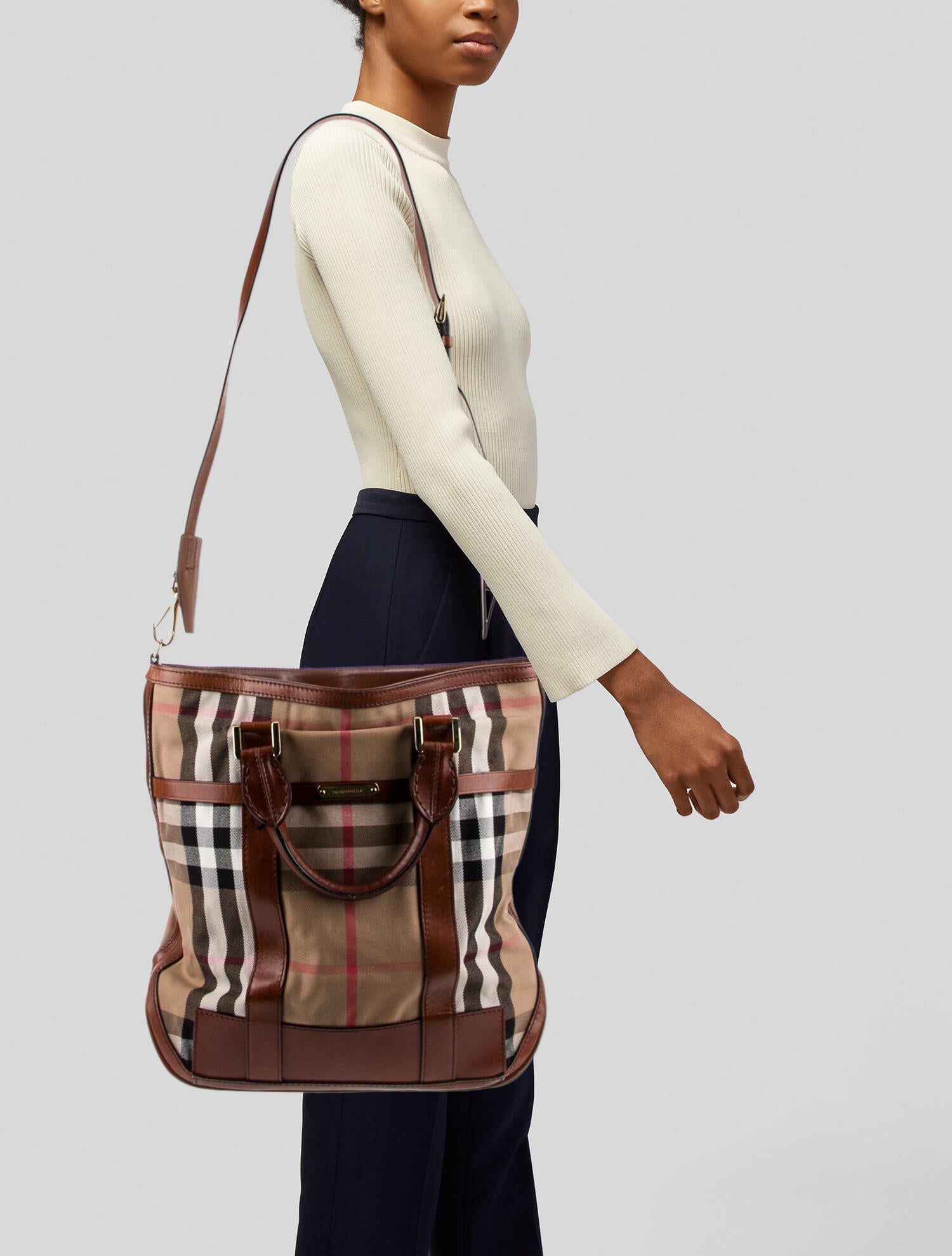 Burberry House Check Handle Bag - Brown Handle Bags, Handbags ...