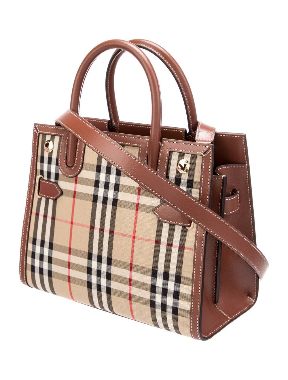 Burberry Canvas Leather Trimmed Handle Bag - Neutrals Handle Bags ...