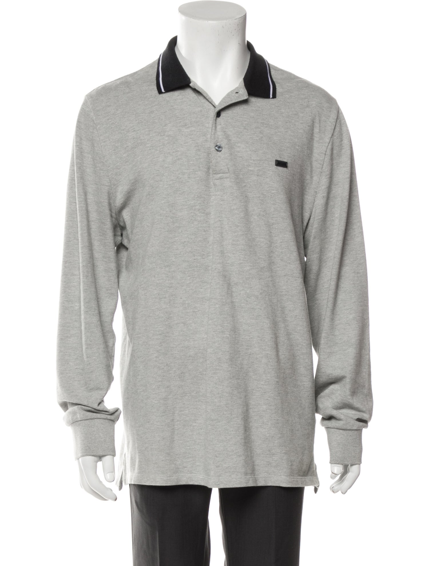 Burberry London Collar Long Sleeve Polo Shirt - Grey Polos, Clothing ...
