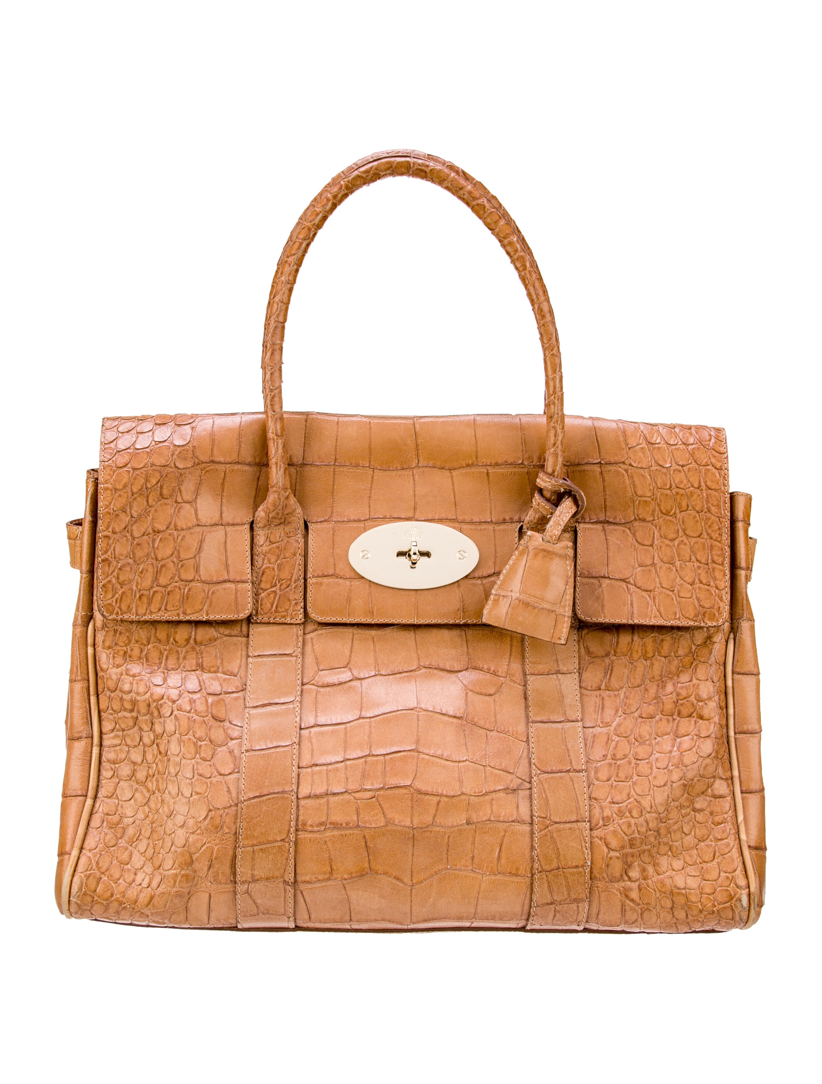 Mulberry Embossed Leather Handle Bag - Brown Handle Bags, Handbags ...