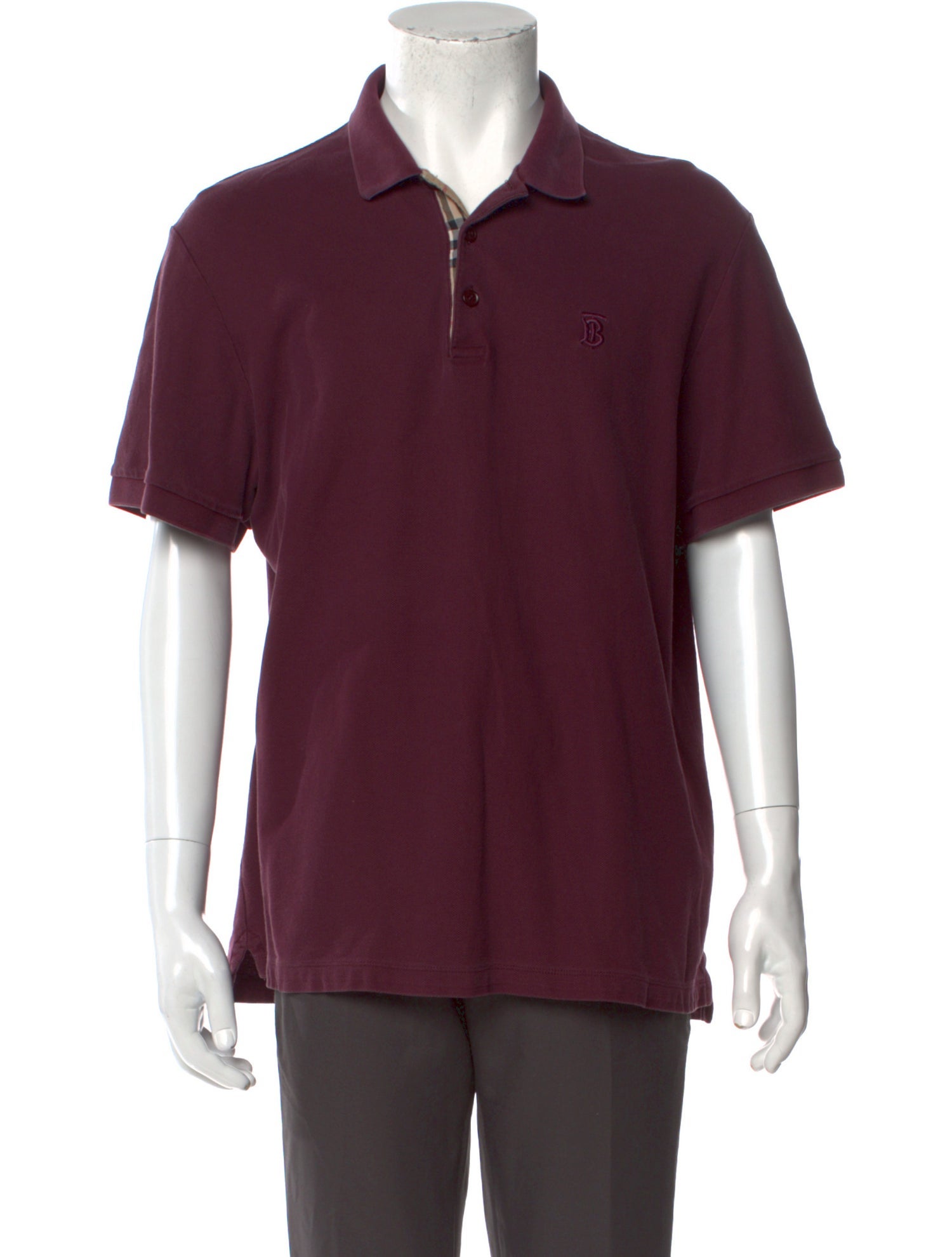 Burberry Nova Check Pattern Collar Polo Shirt - Burgundy Polos ...
